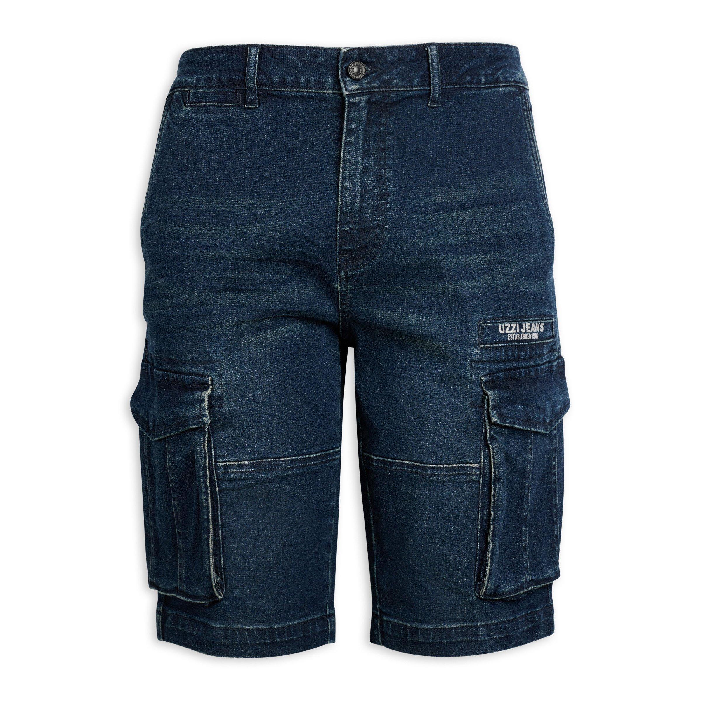 Blue Stretch Denim Cargo Shorts (3227605) | UZZI