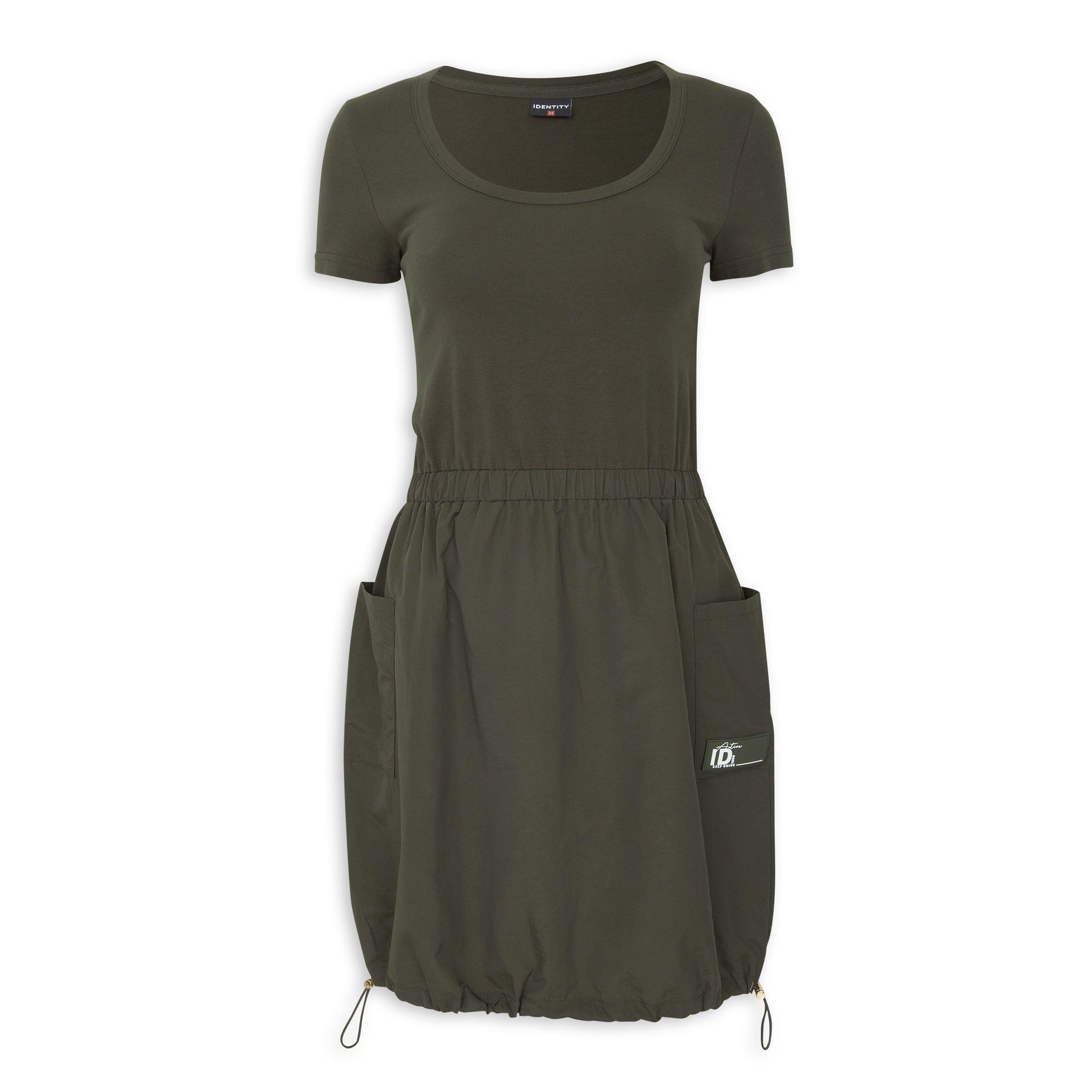 Fatigue Green Fabric Combo Sporty Dress (3227634) | Identity