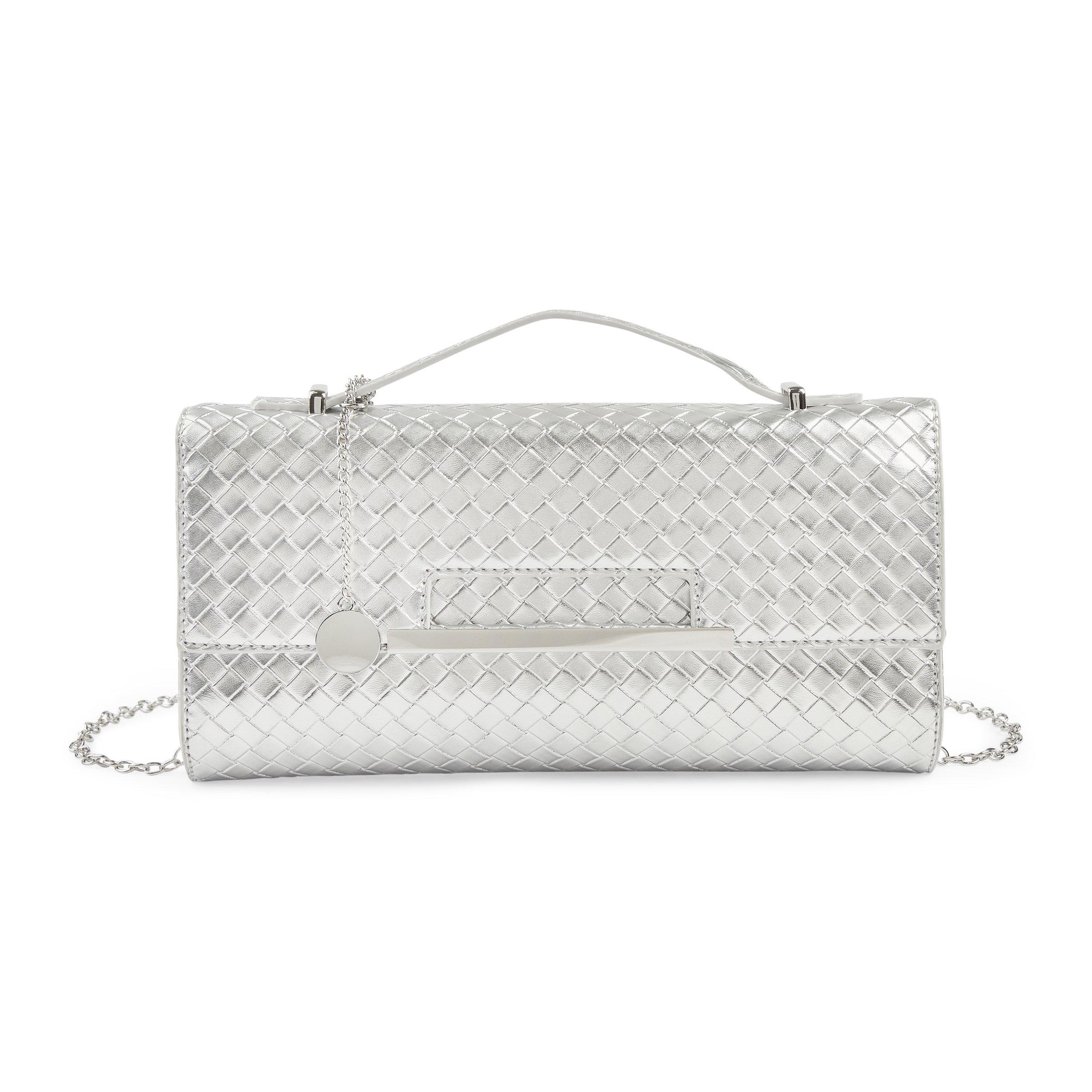 Silver Top Handle Weave Clutch Bag (3227754) | Truworths