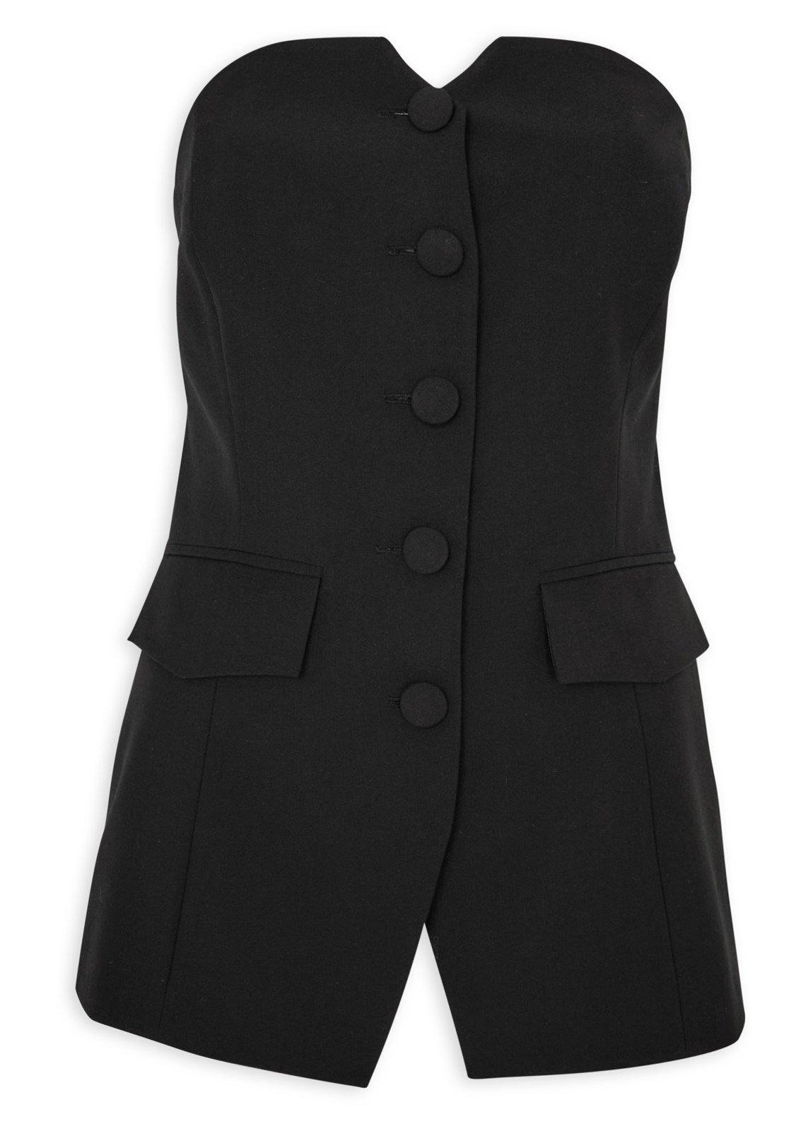 Black Strapless Buttoned Suit Top (3227867) | Inwear