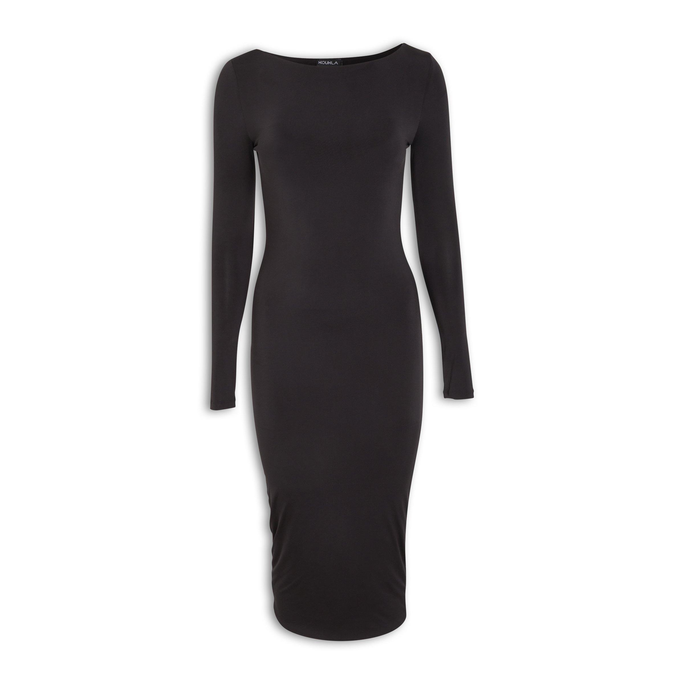 Black Slash-Neck Dress (3227893) | Koukla
