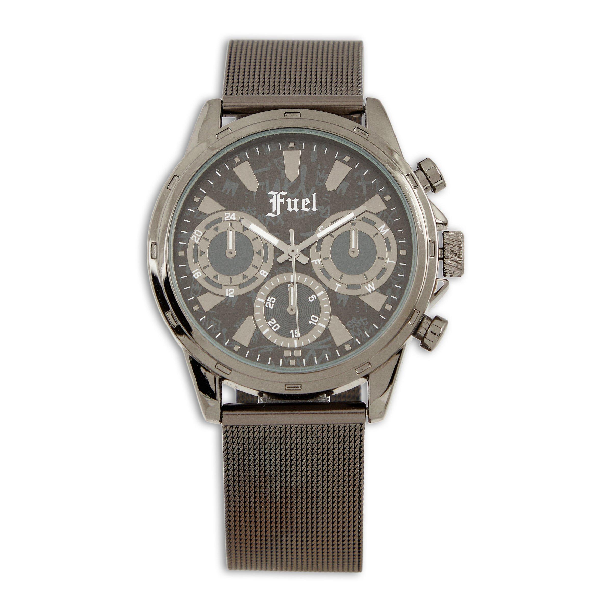 Fuel Graffiti Dial Gunmetal Mesh Watch (3228340) | Fuel