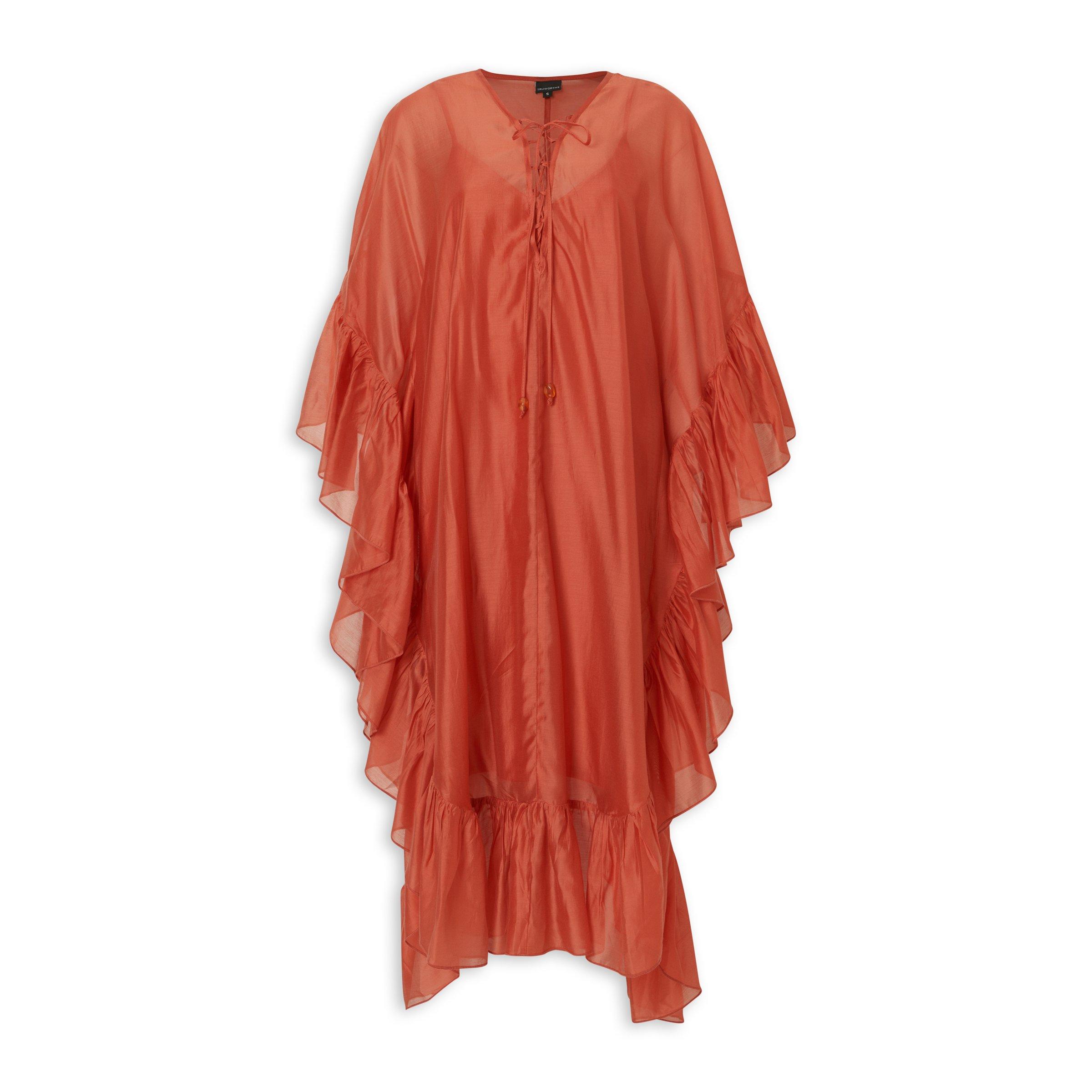 Rust Orange Frill Trim Kaftan Dress (3228482) | Truworths