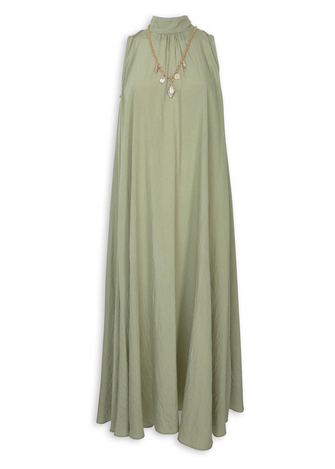 Sage Green Trapeze Dress with Necklace (3228616) | Truworths