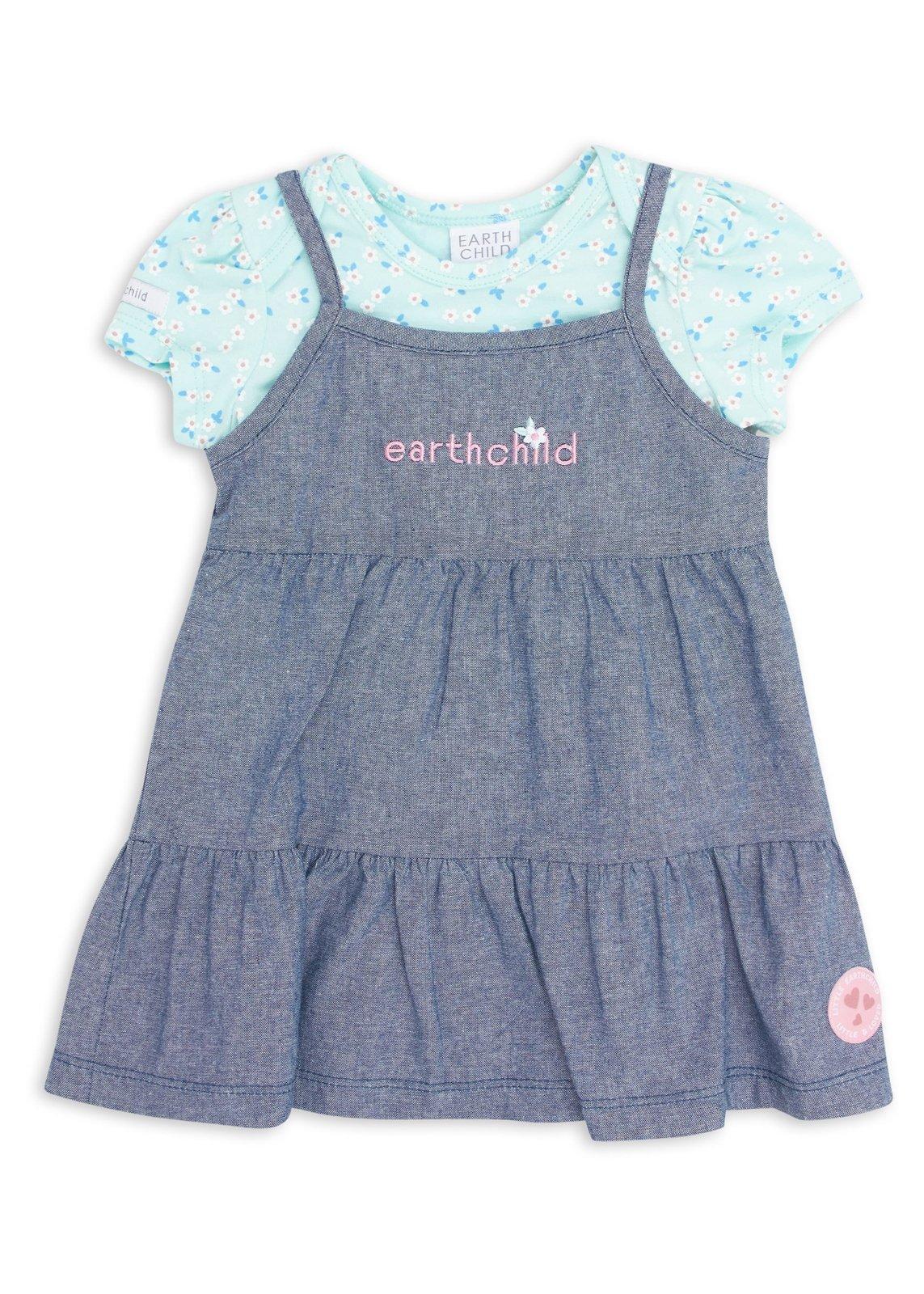 Baby Girls Blue Tiered Dress Set (3228768) | Earthchild