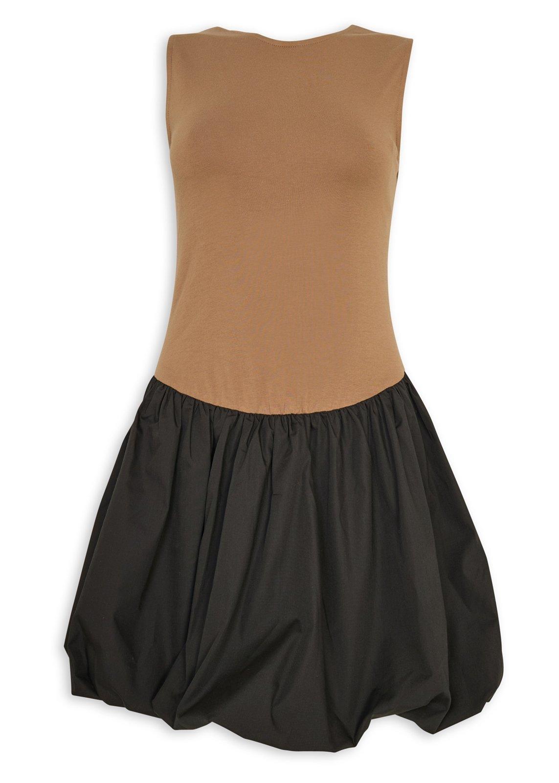 Mocha Brown Bubble Combo Dress (3228784) | Inwear