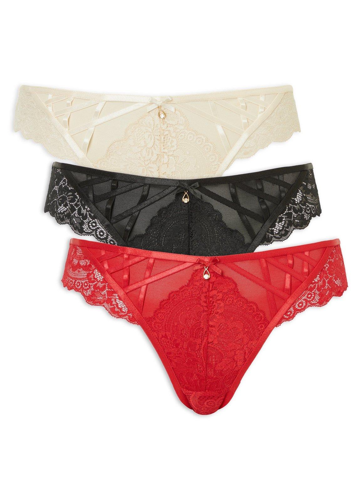 3-Pack Lace & Strappy Detailed Thongs (3228895) | Intrigue