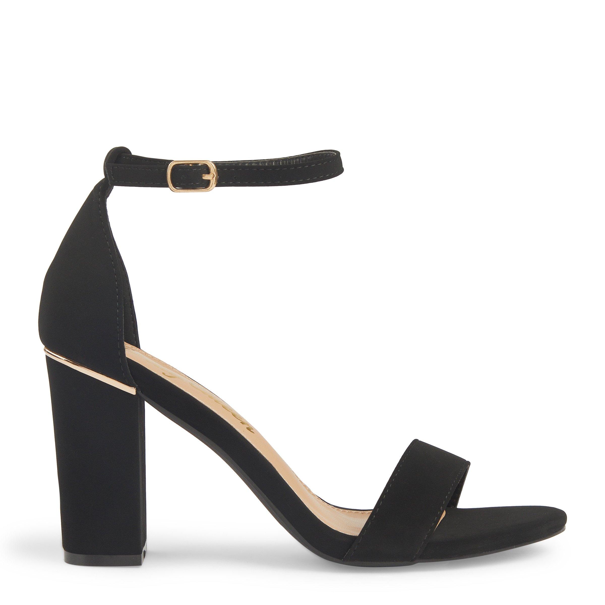 Black Nylon Block Heels (3229585) | Slay Queen