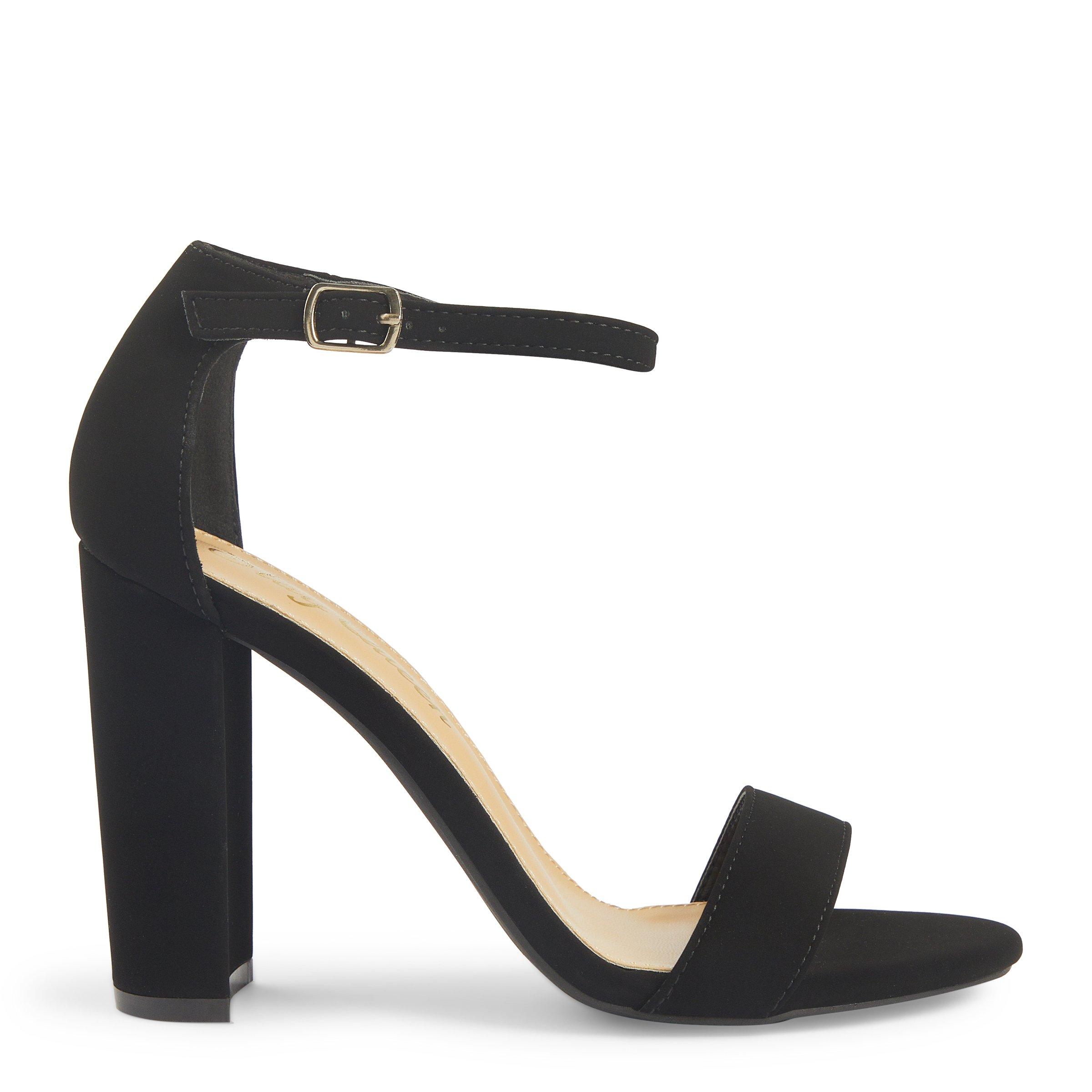 Black Nylon Stack Heels (3229587) | Slay Queen