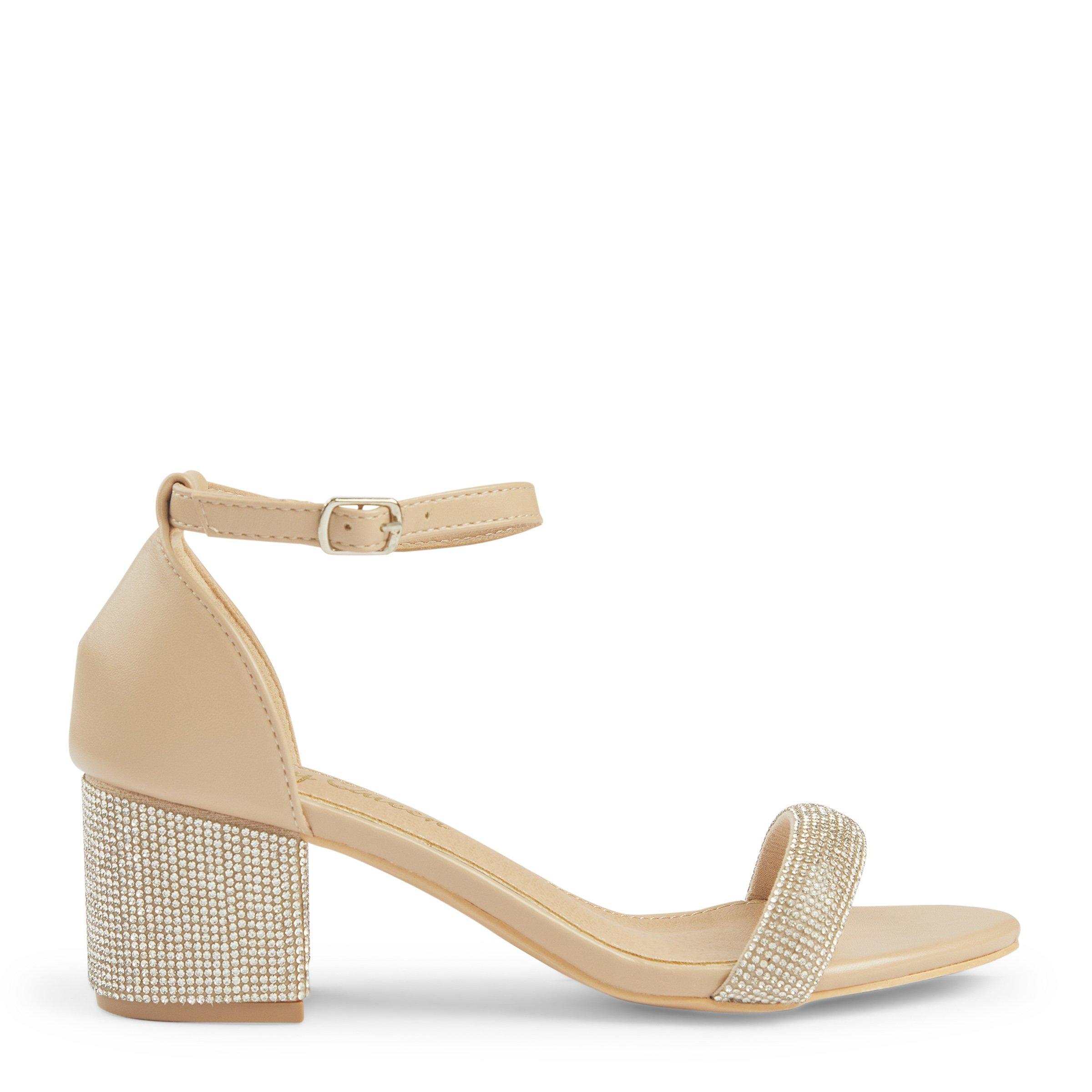 Natural Diamante PU Heels (3229599) | Slay Queen