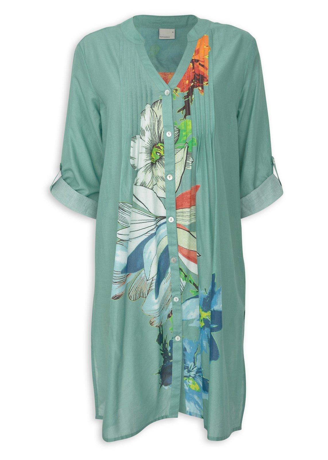 Seafoam Green Printed Shirtdress (3229689) | Earthaddict