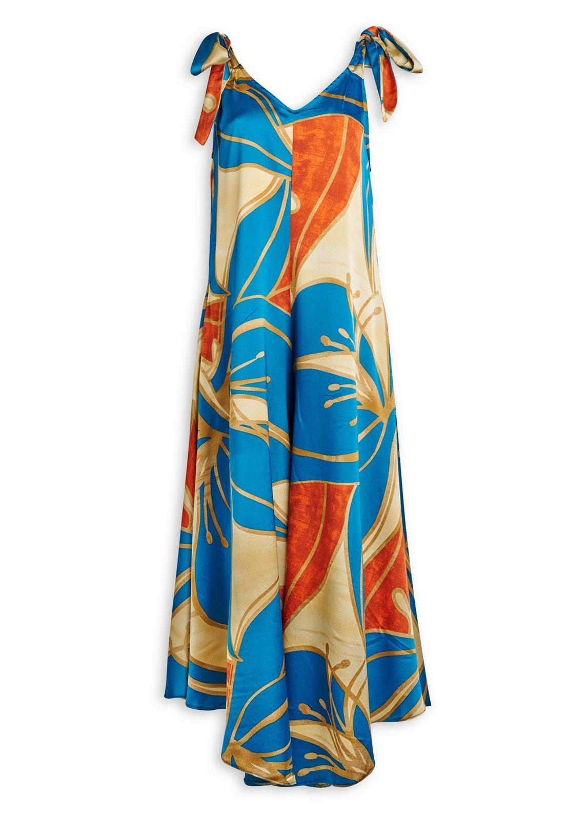 Printed Tie Strap Satin Dress (3229741) | Ginger Mary