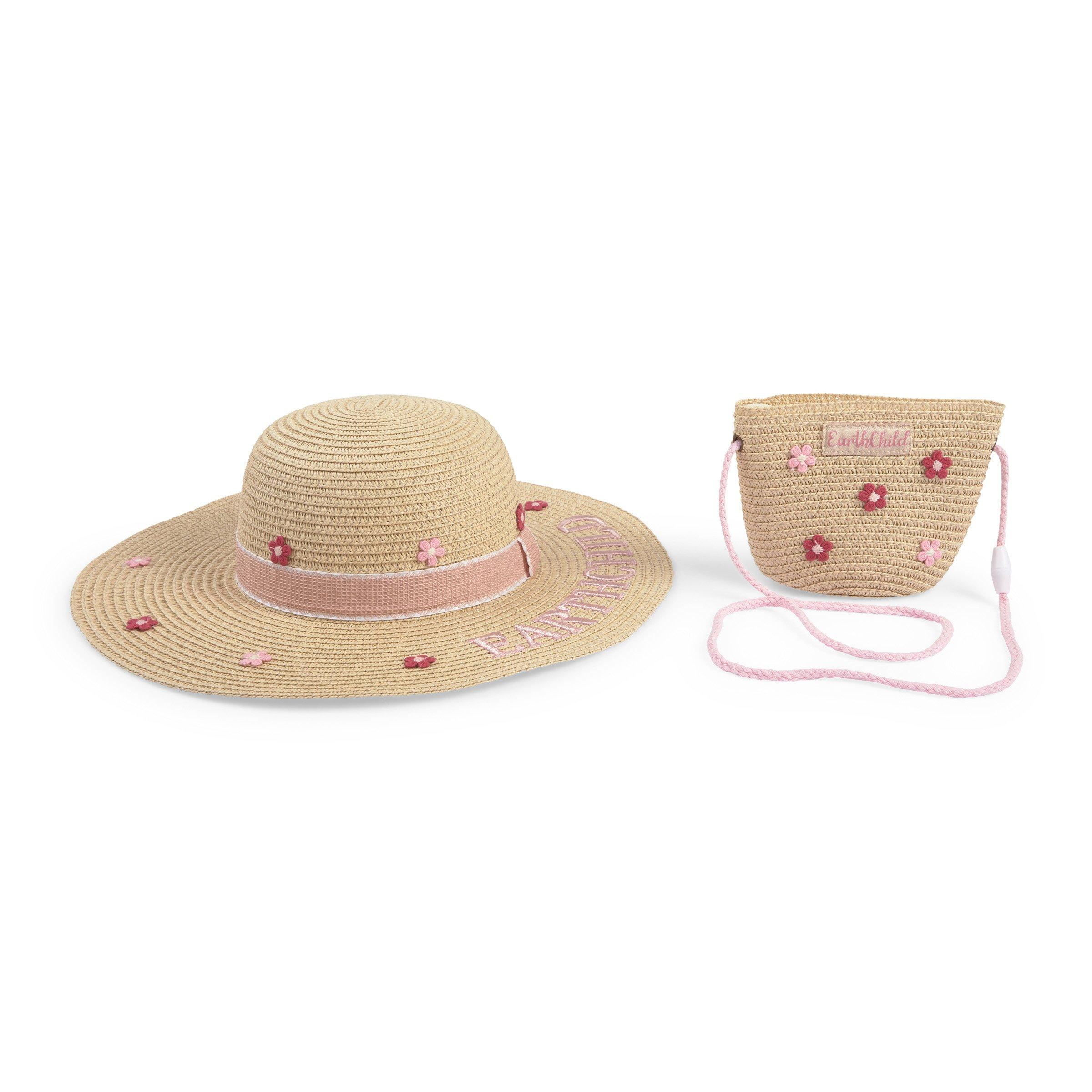 Girls Beige Straw Hat and Bag Set (3230059) | Earthchild