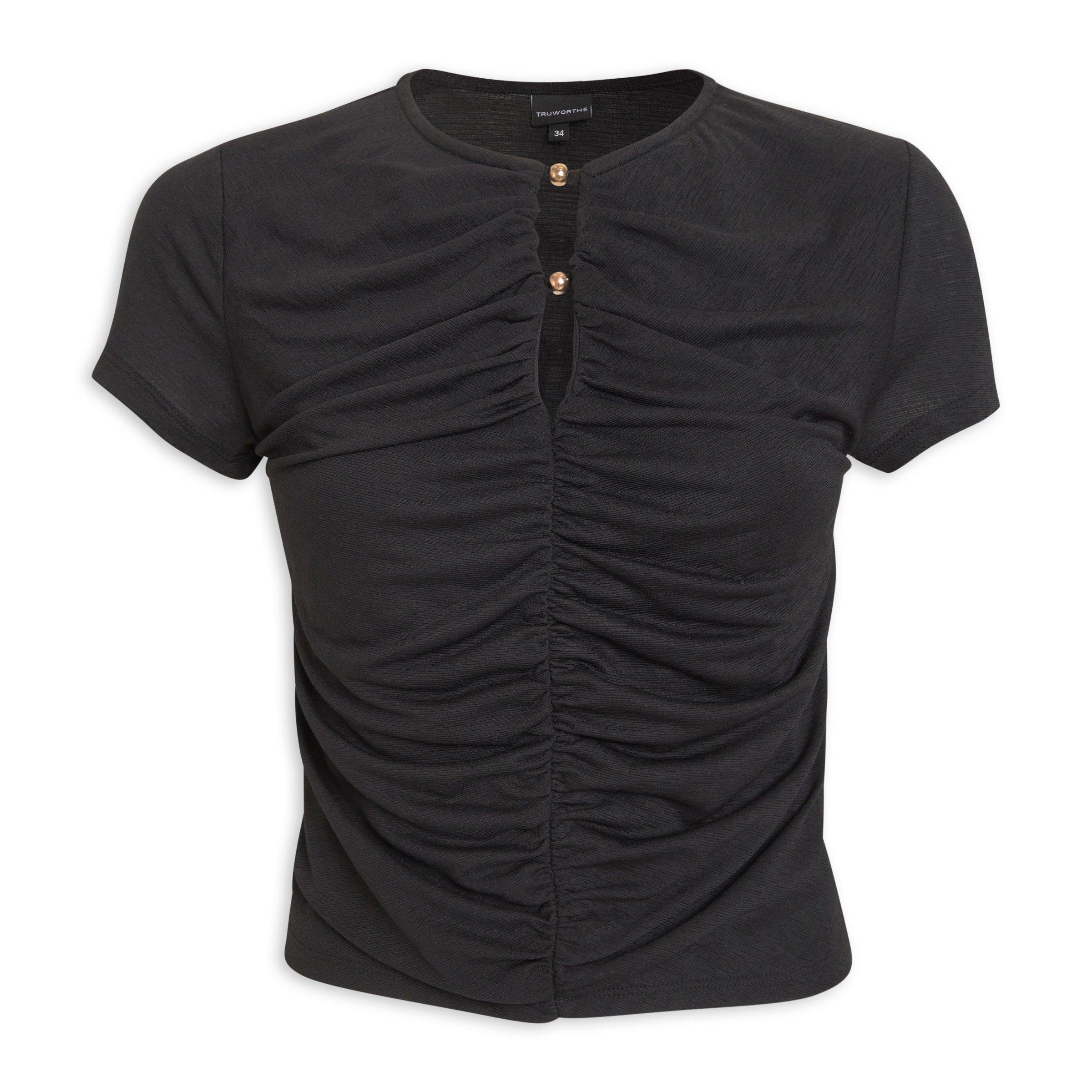 Black Ruched Top with Beads (3230290) | Truworths