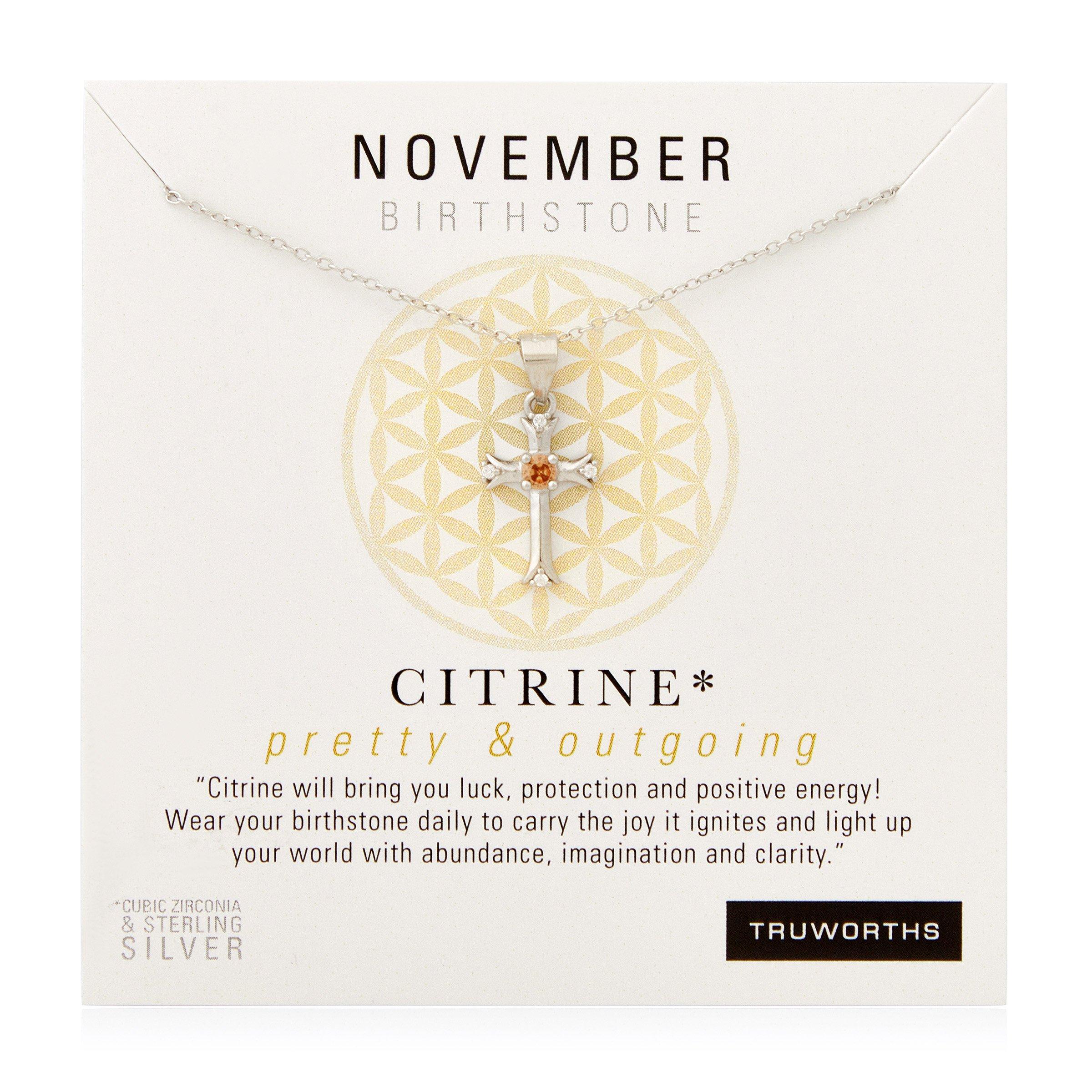 November Birthstone Cross Necklace (3230299) | Sterling Silver