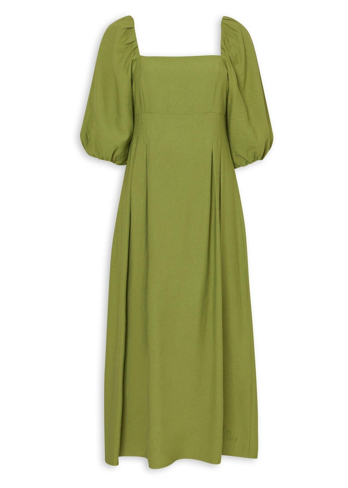 Green Puff Sleeve A-line Dress (3230490) | Ginger Mary
