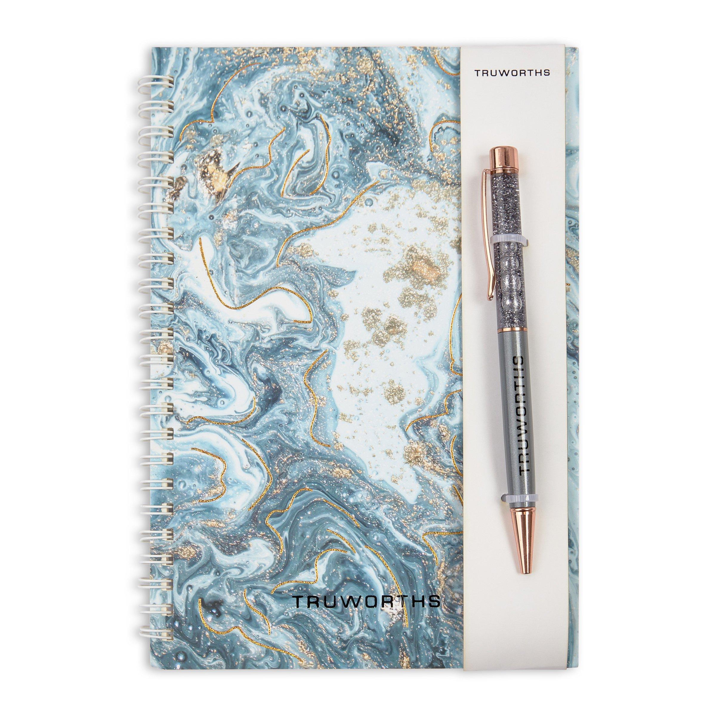 Blue Marble Print Notebook and Pen Set (3230679) | Truworths