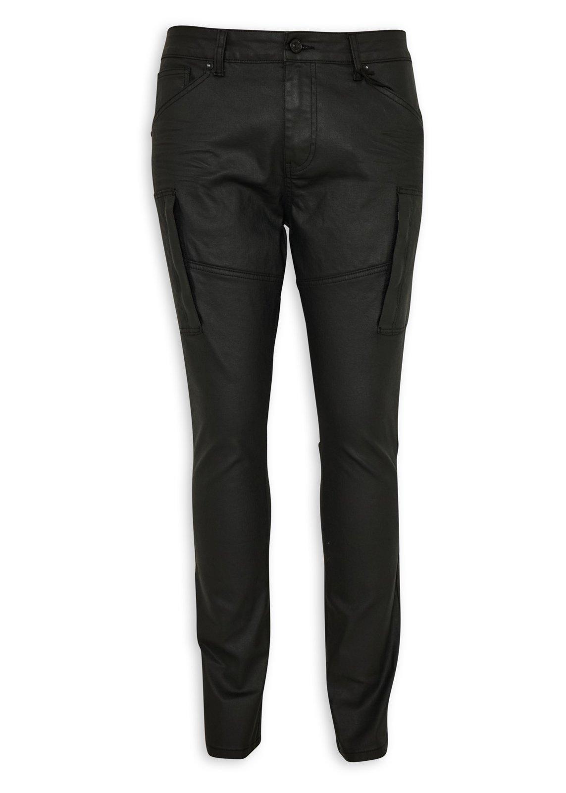 Black Coated Utility Skinny Jeans (3230753) | UZZI