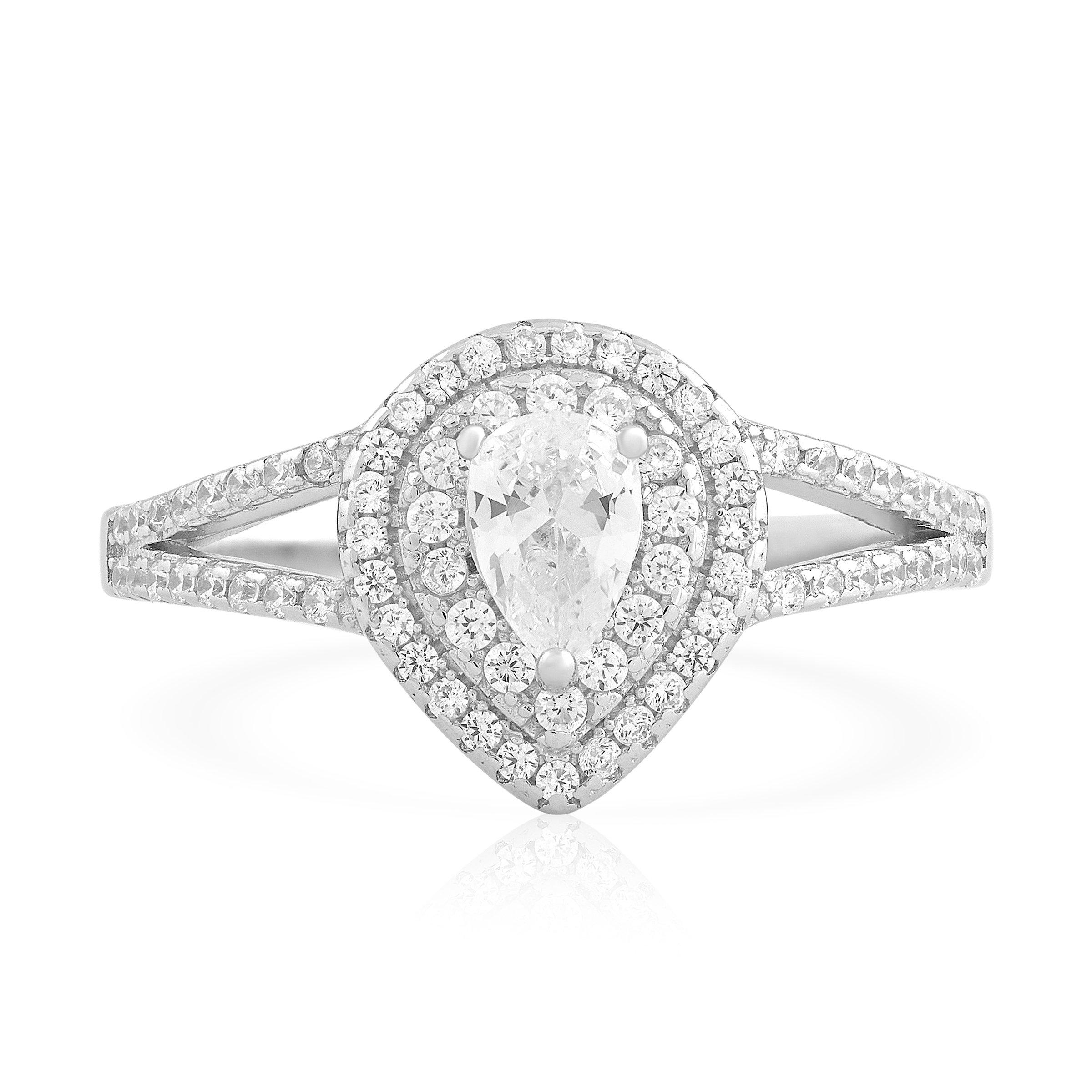 Multi Stone Pear Split Shank (3231411) | Sterling Silver