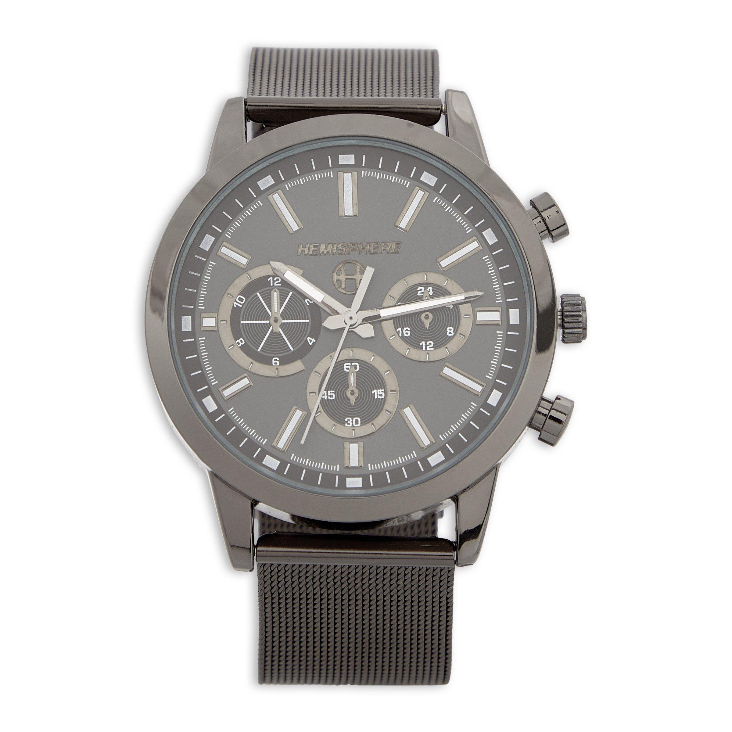 Hemisphere Black and Gunmetal Mesh Watch (3232279) | Hemisphere