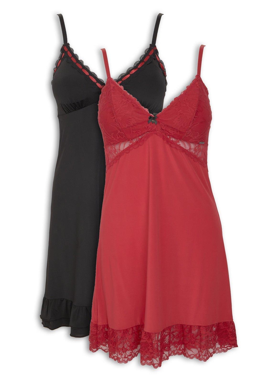 2-Pack Red & Black Lace Trim Nighties (3232305) | Intrigue