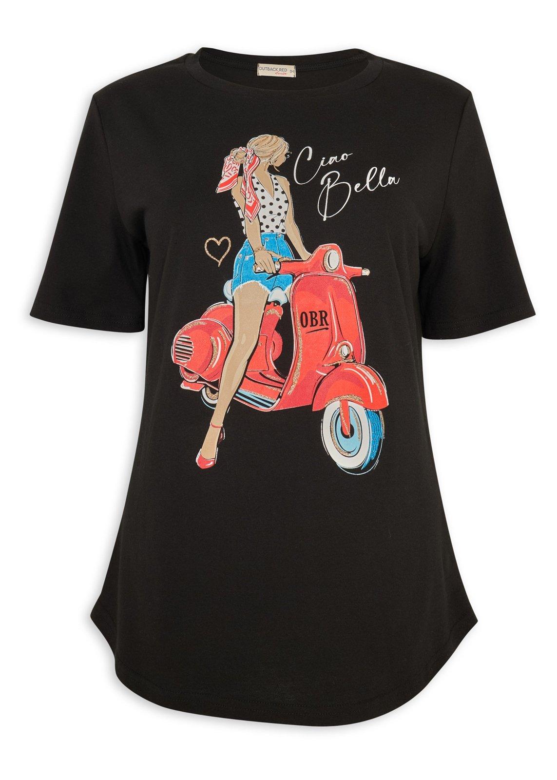 Black Ciao Bella Print Top (3232447) | OUTBACK RED