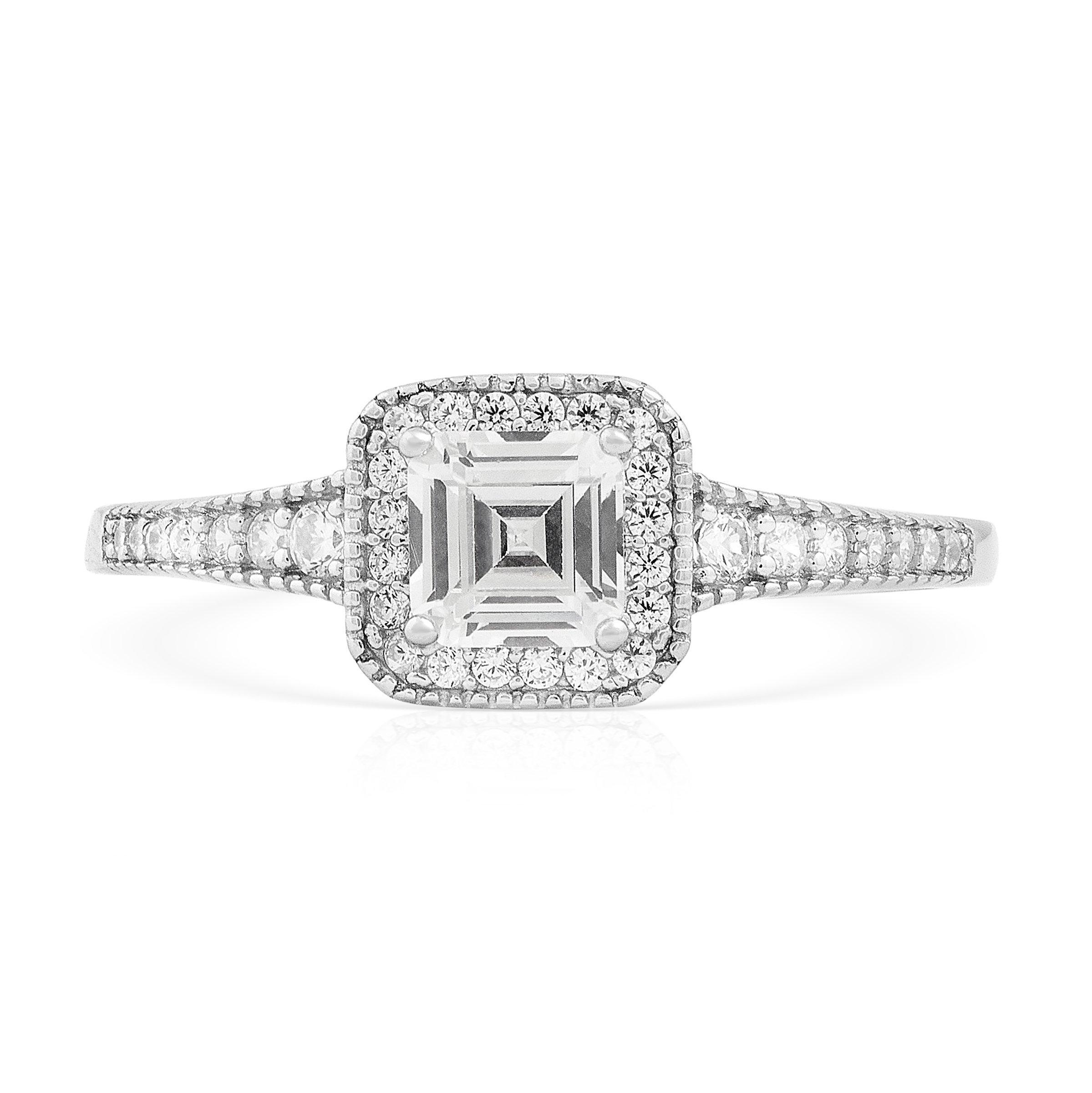 Square Clear Center Ring (3232594) | Sterling Silver