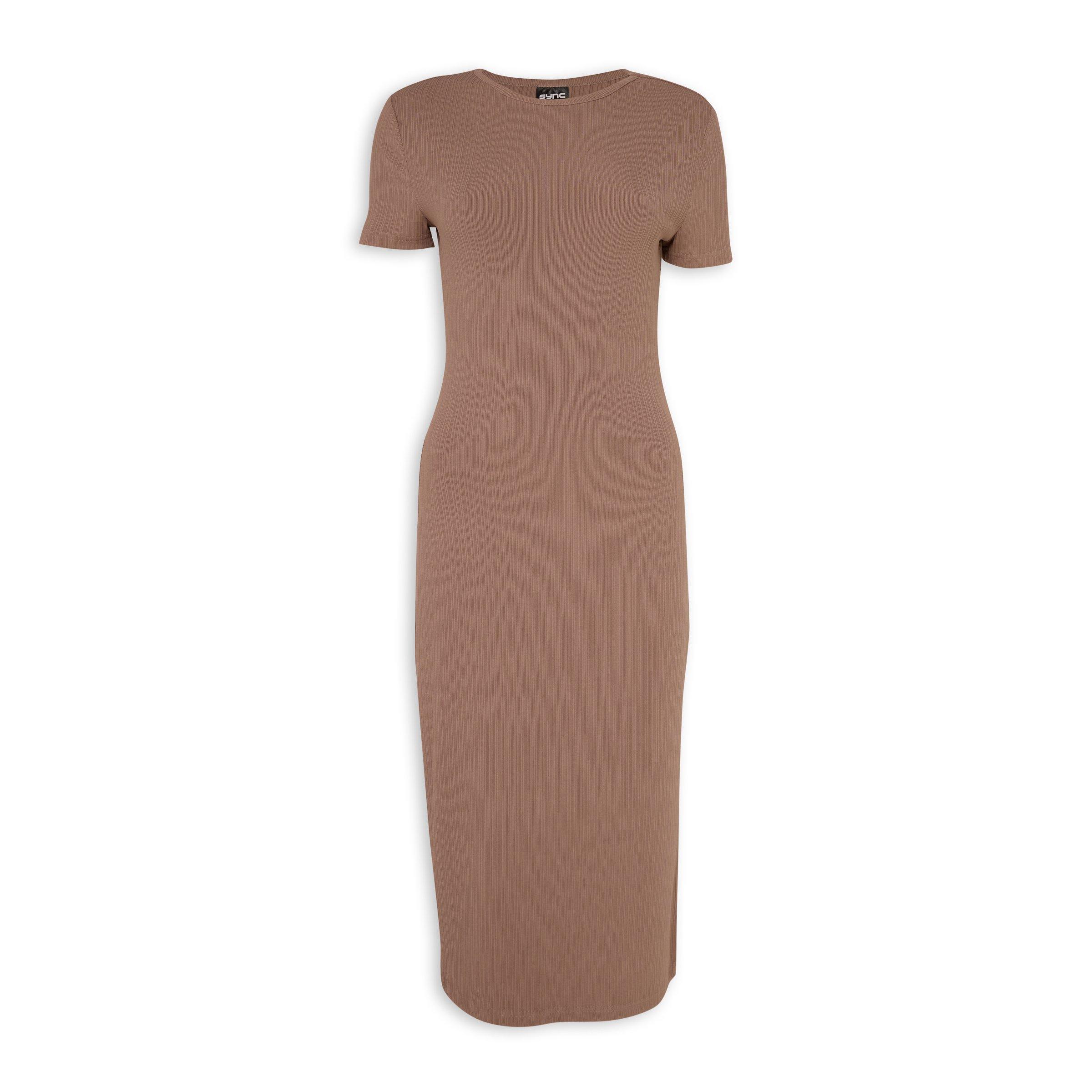 Brown Rib Bodycon Dress (3233029) | Identity X Sync