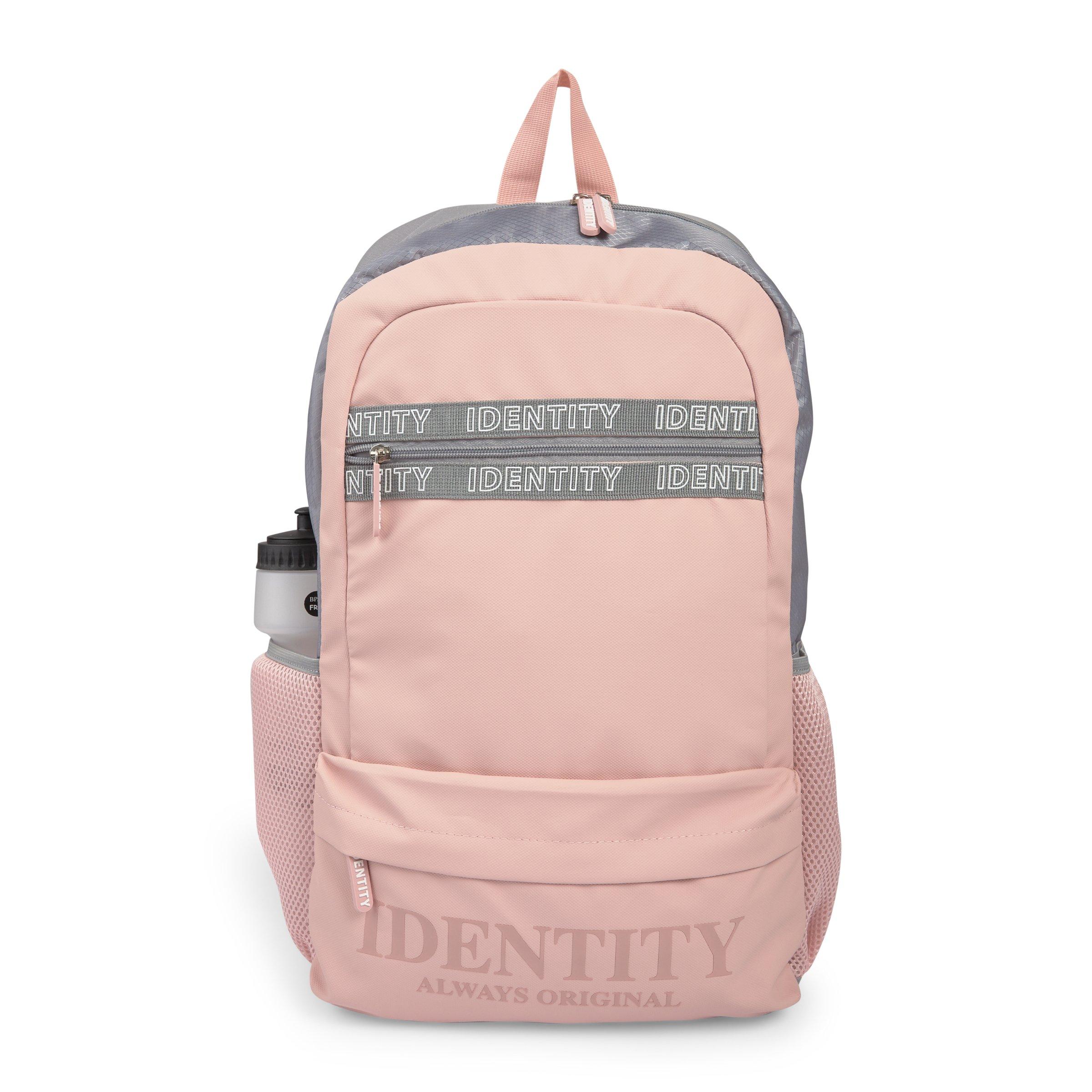 Pale Pink and Grey Backpack with Waterbottle (3233181) | Identity