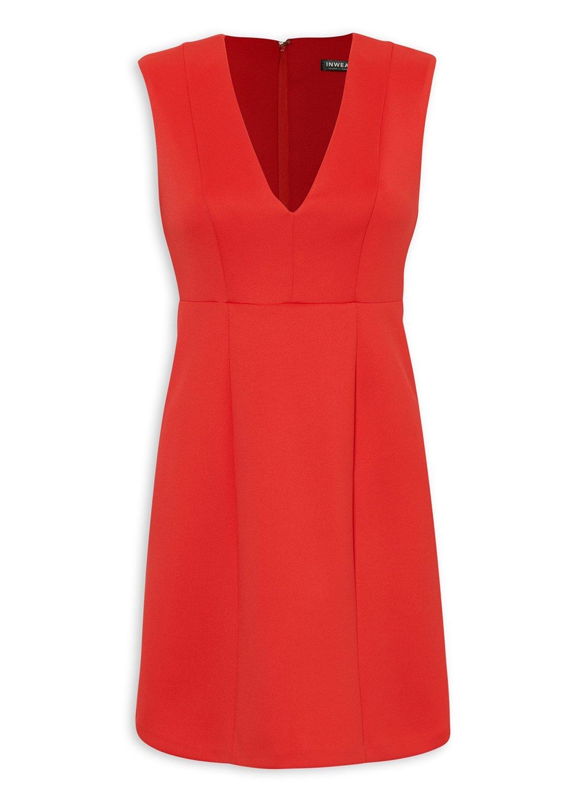 Red Sleeveless V-Neck Bodycon Dress (3233233) | Inwear