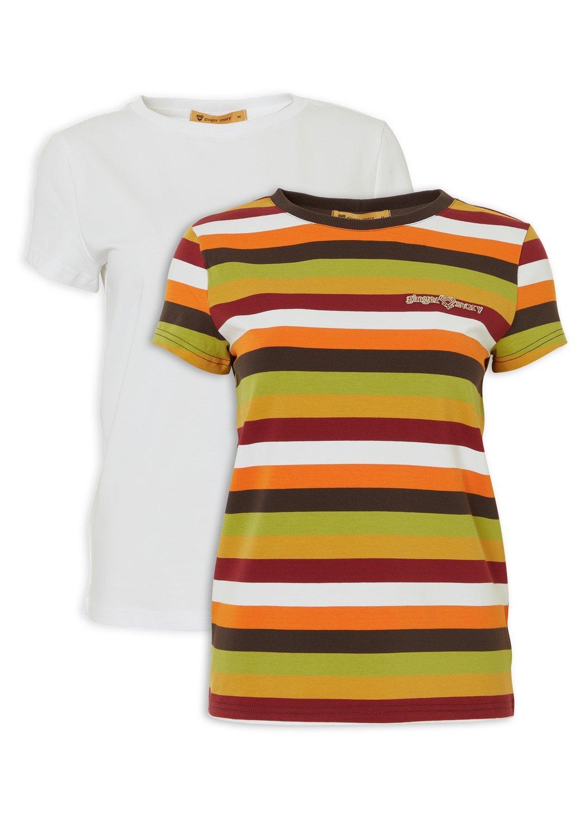 2-pack Multi Stripe and White Tops (3233305) | Ginger Mary