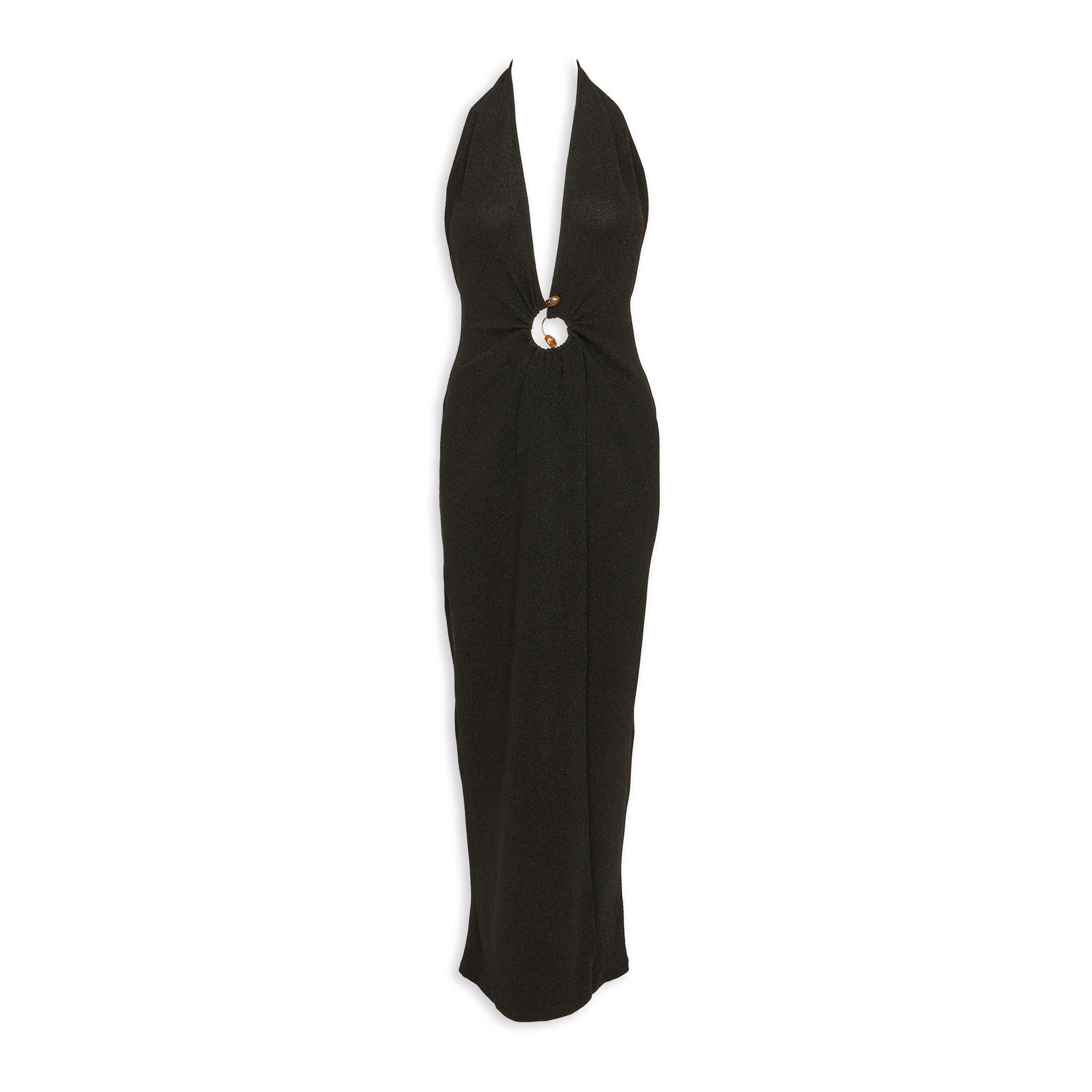 Black Low Plunge Maxi Dress (3233597) | Amber