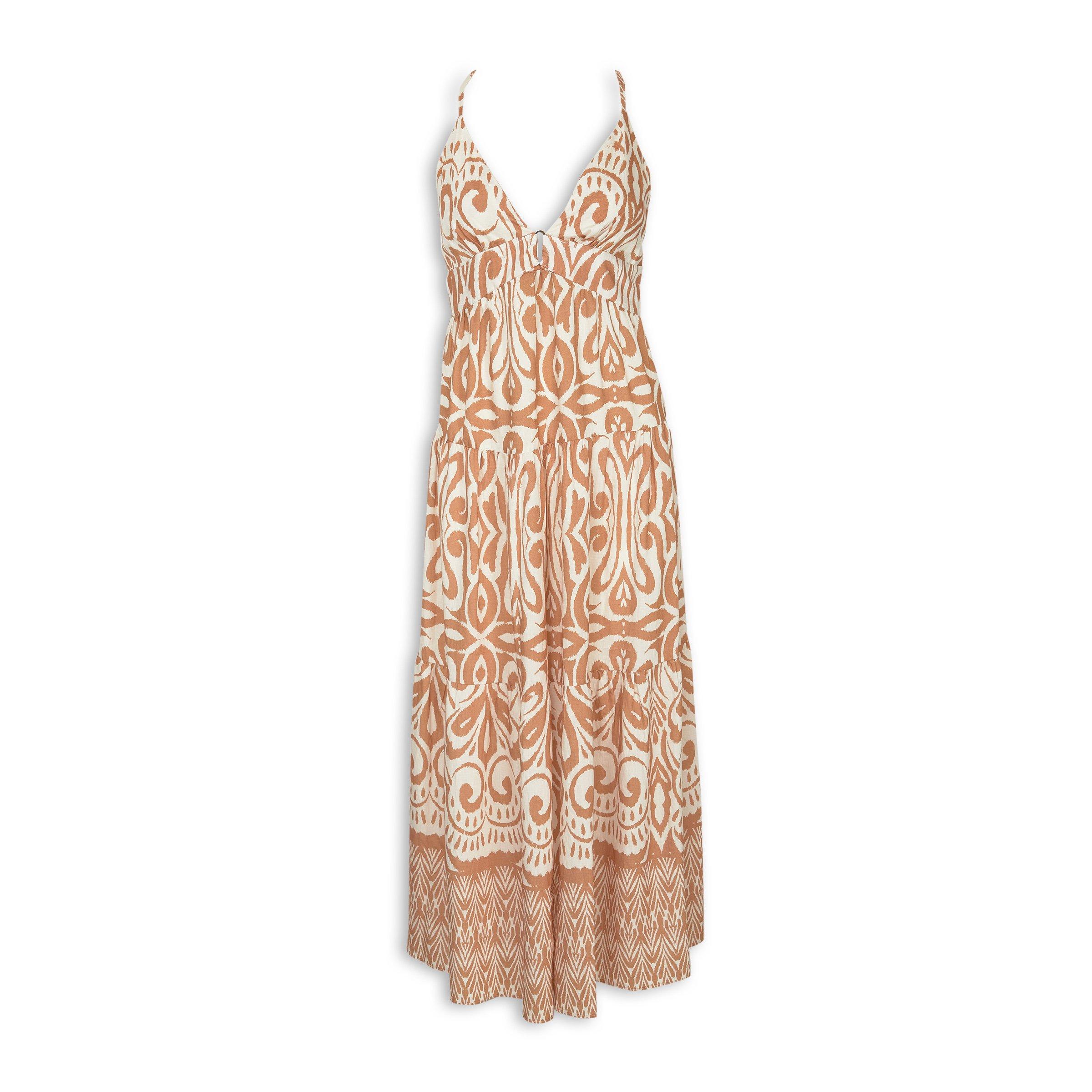 Rust Border Tiered Maxi Dress (3233598) | Amber