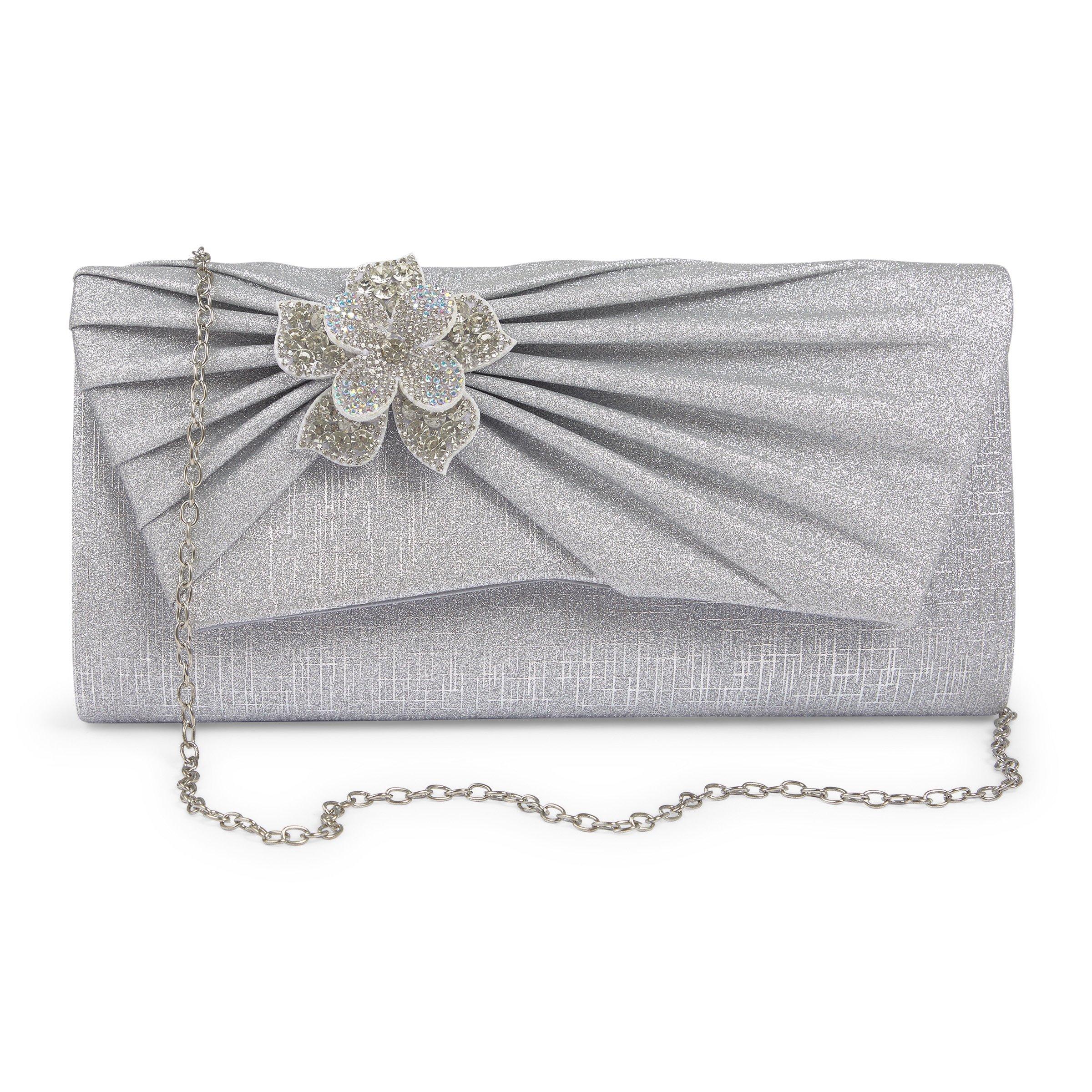 Silver Ruched Flower Bag (3234585) | Chameleon Creations Bags