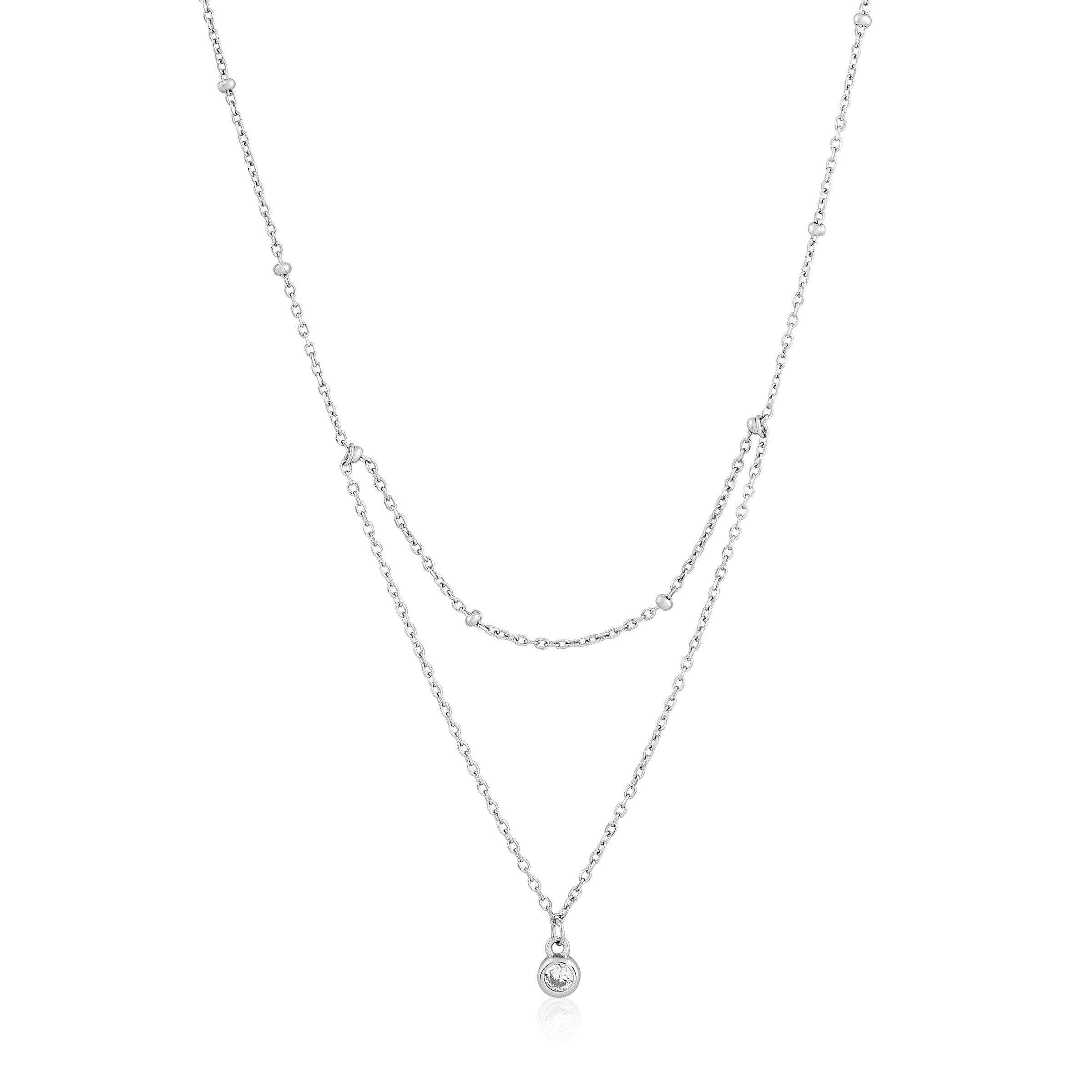 Double Layer Round CZ Necklace (3234662) | Sterling Silver