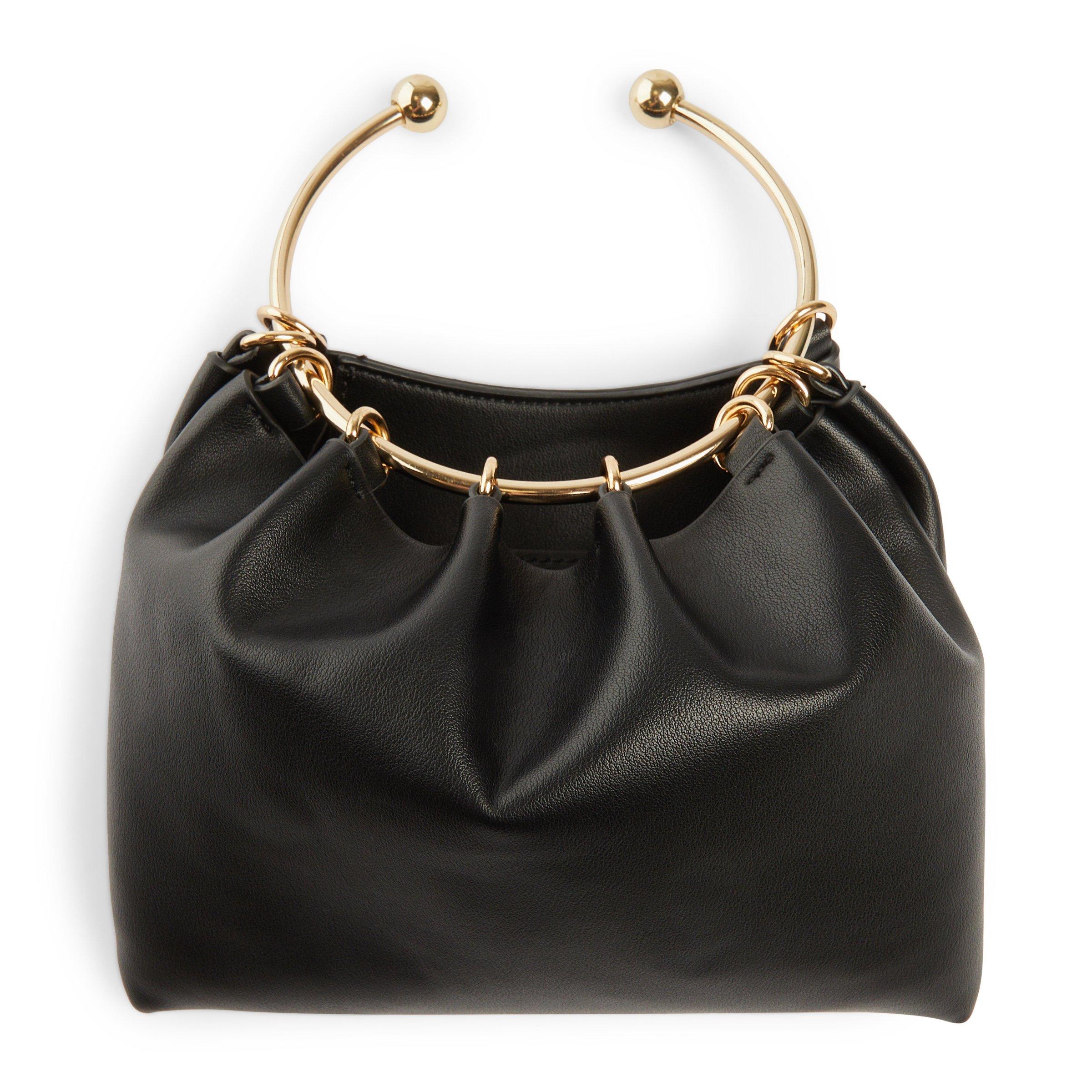 Black Round Metal Handle Bag (3235194) | 4Flavour Bags