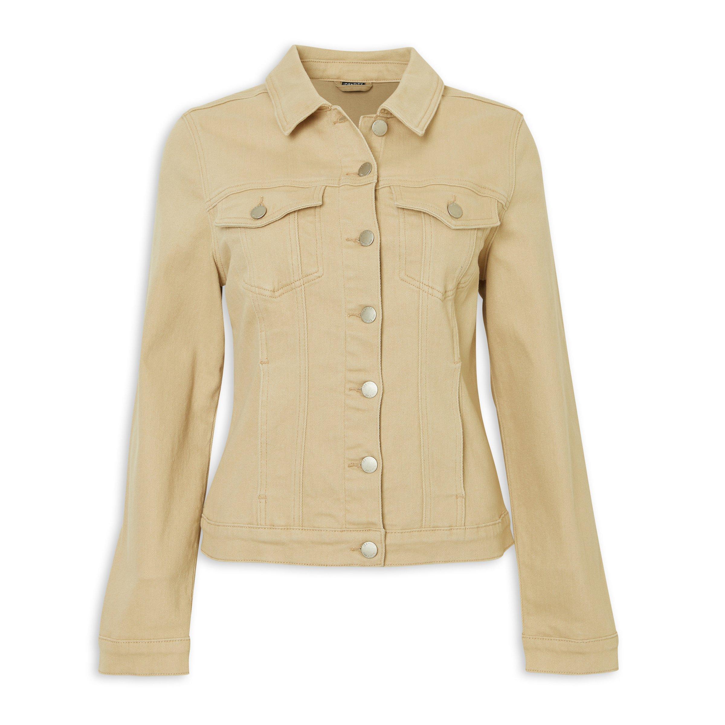 Beige Slim Fit Denim Jacket (3235374) | Identity