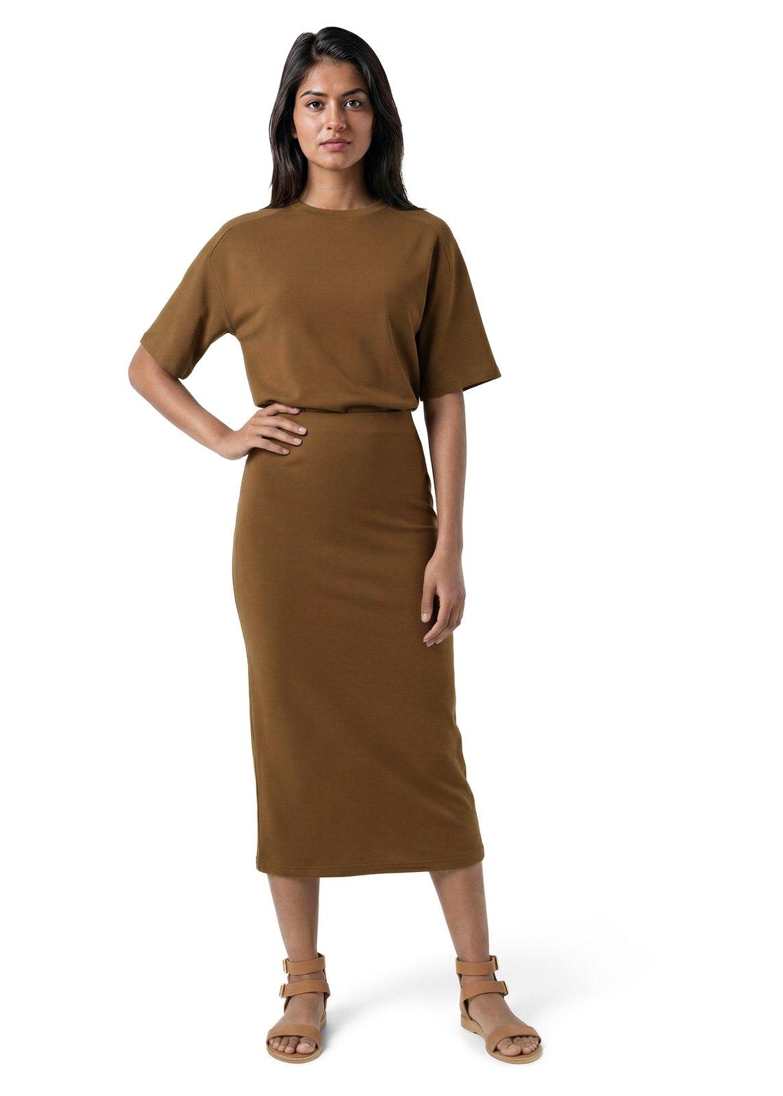 Camel Brown Boxy Short Sleeve Tee (3235459) | Basix