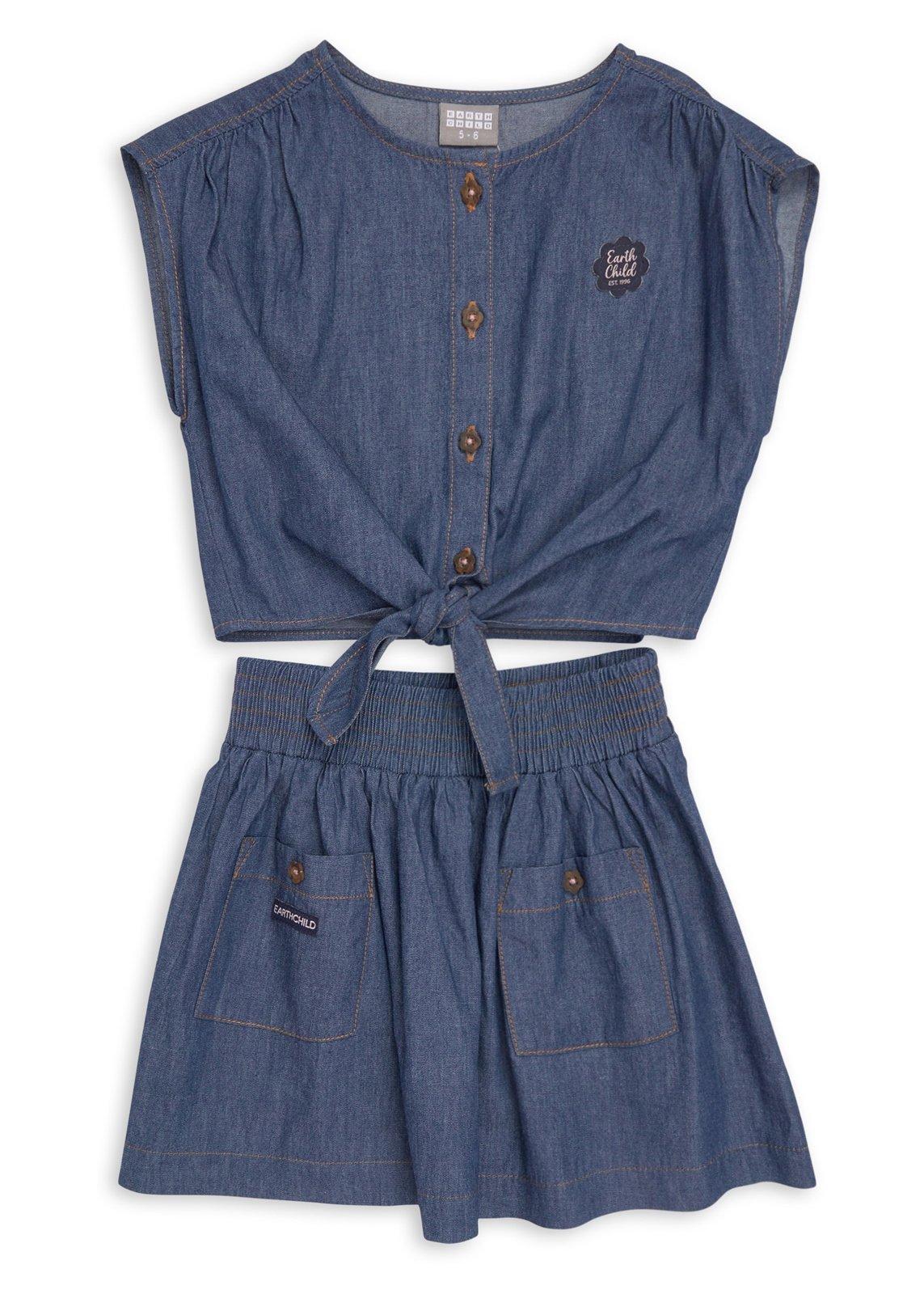 Kid Girls Indigo Shirt and Skirt Set (3235865) | Earthchild