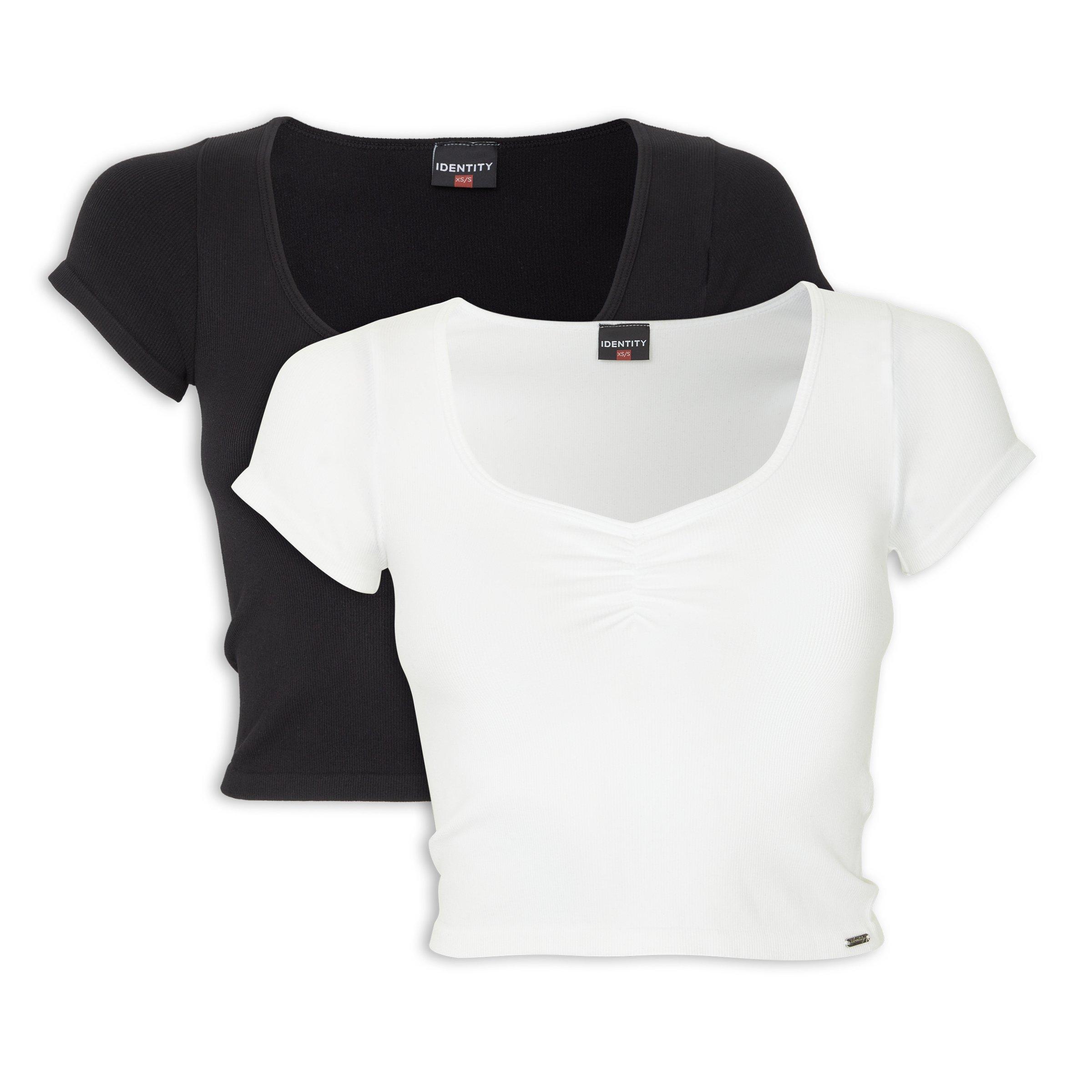 White and Black 2-pack Cropped Tops (3235962) | Identity
