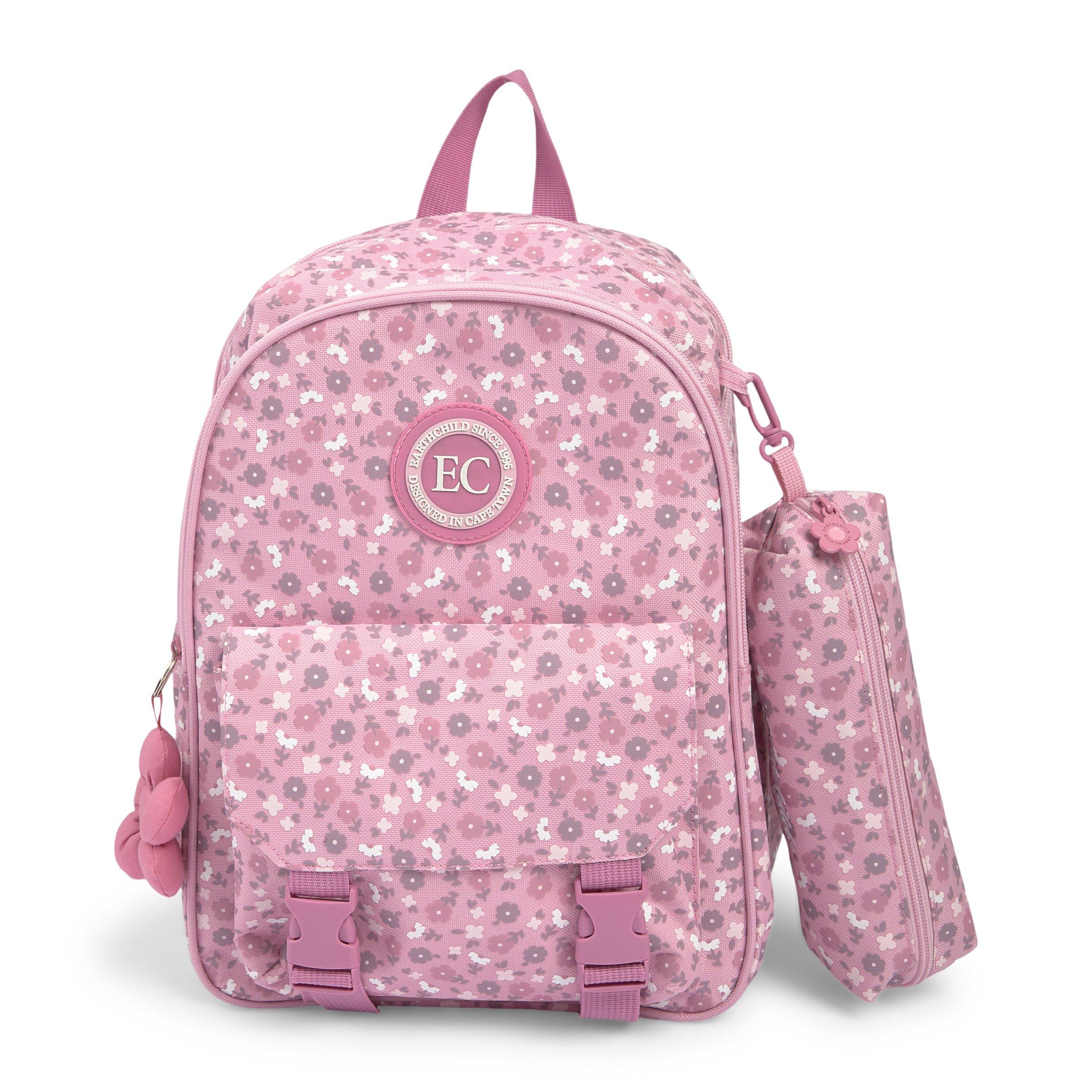 Girls Pink Floral Print Backpack (3235976) | Earthchild