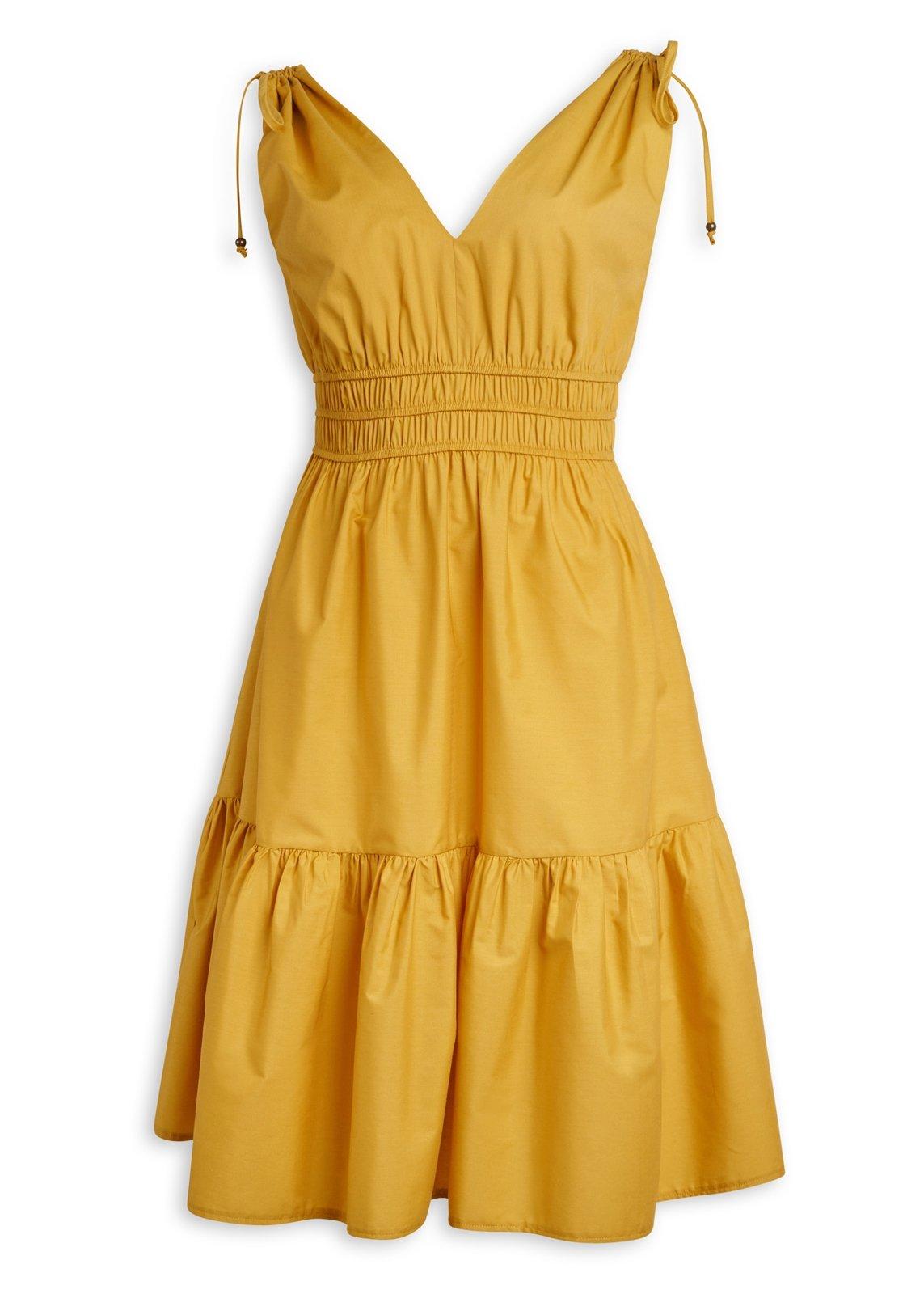Mustard Tiered Mini Dress (3236326) | Ginger Mary