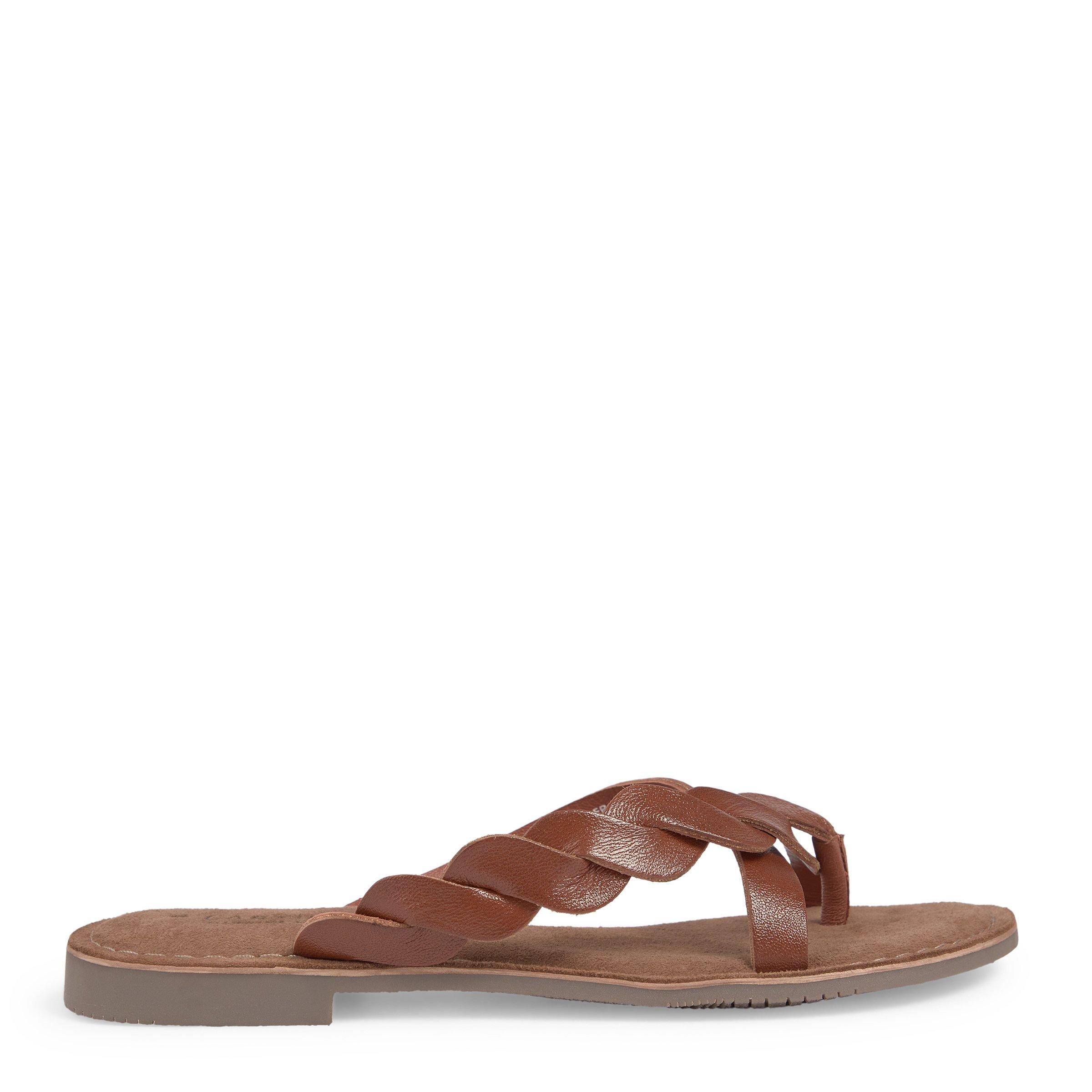 Leather Tan Toe Post Sandals (3236400) | Earthaddict