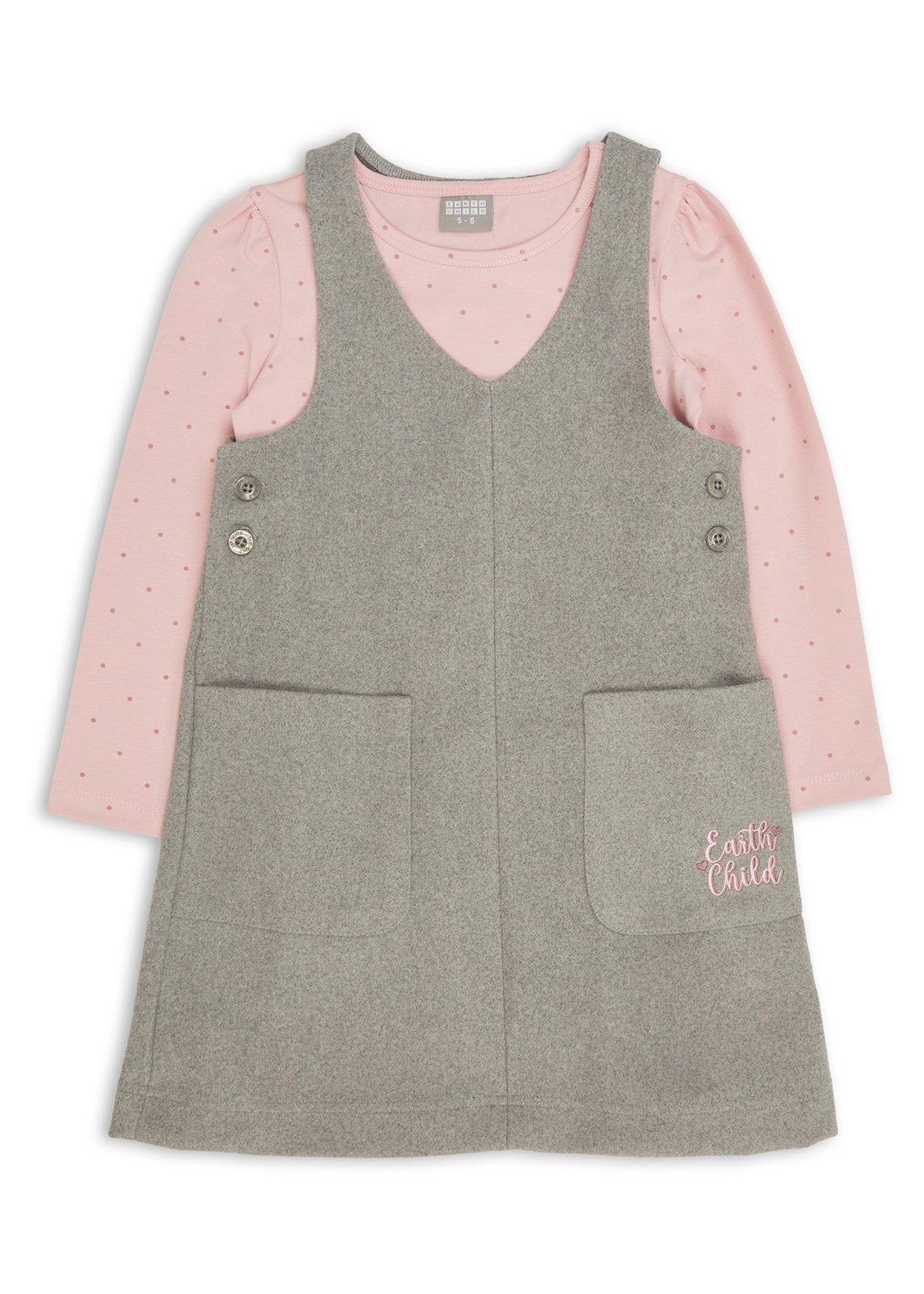 Kid Girls Grey Pinny Dress Set (3237132) | Earthchild