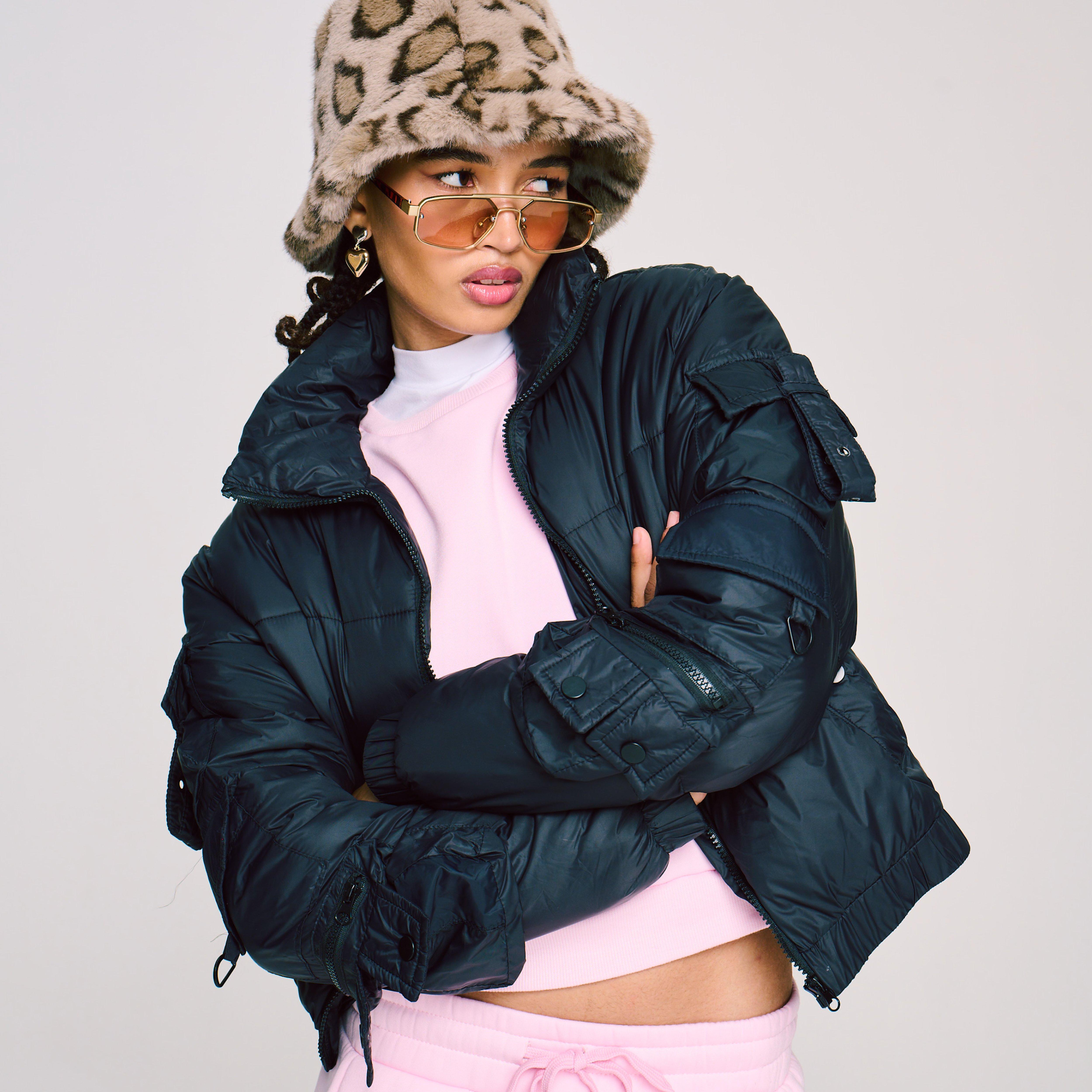 Black Cropped Puffer Jacket (3238866) | Identity X Sync