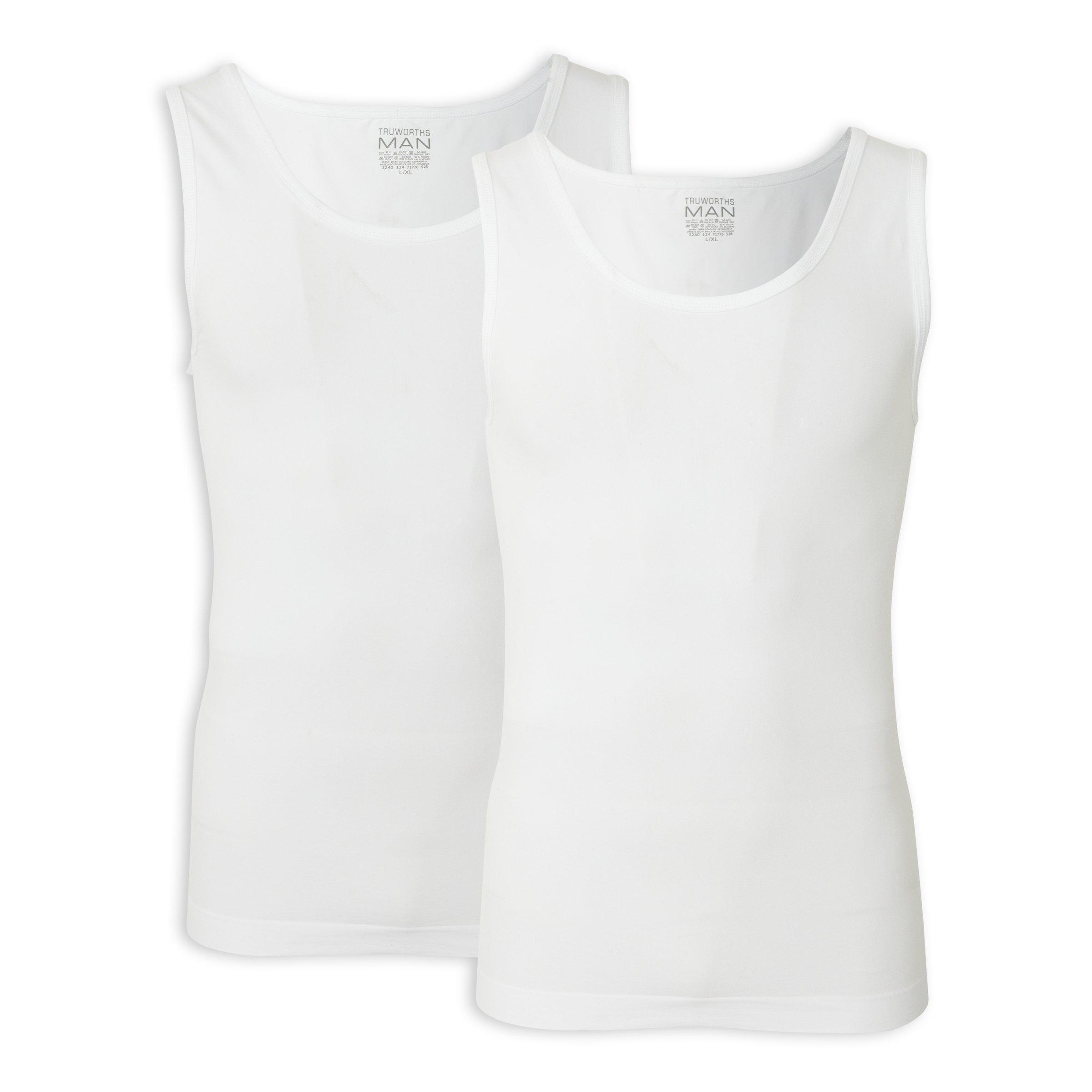2-pack White Plain Seamless Vests (3240124) | Truworths Man