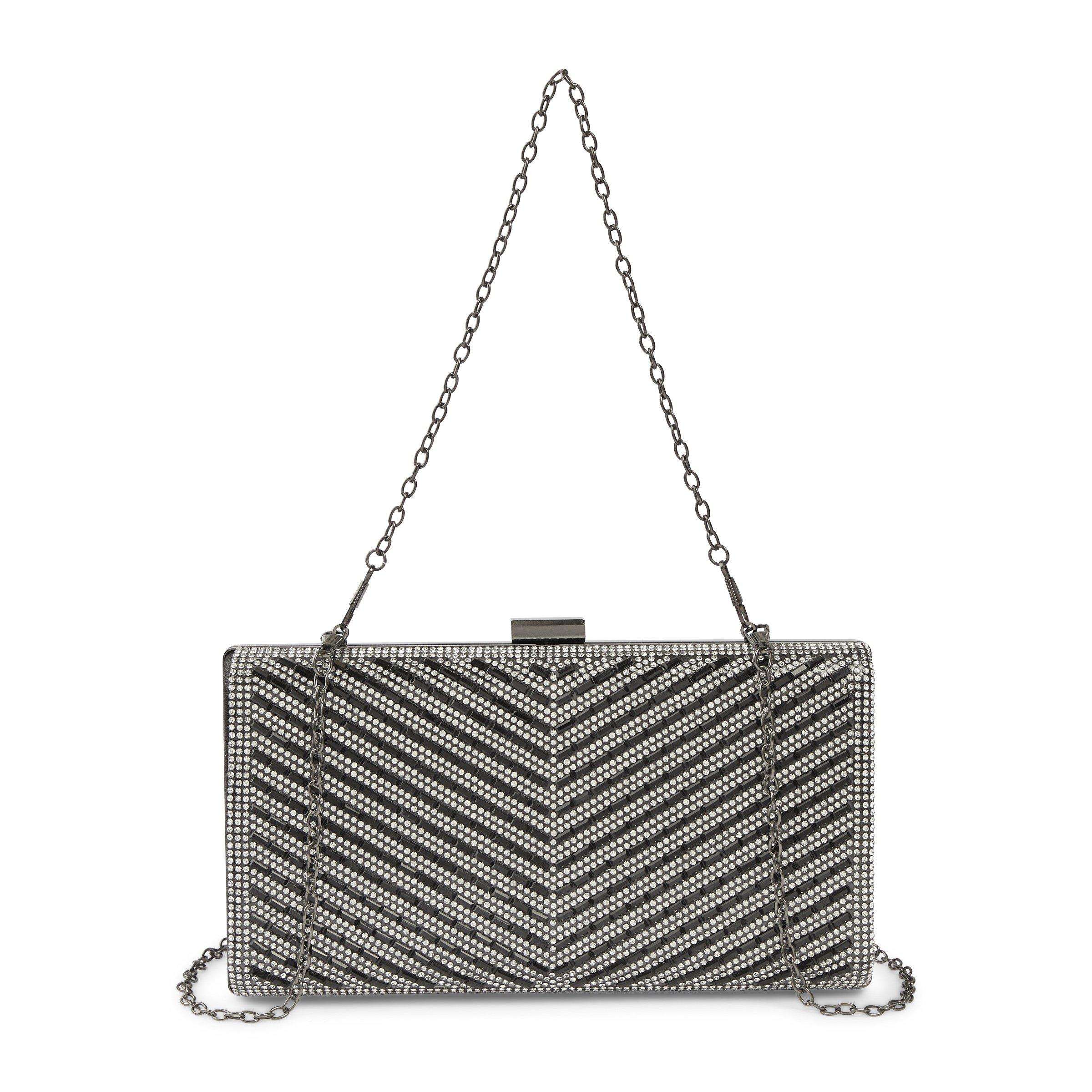 Black Diagonal Diamante Detail Clutch Bag (3240660) | 4Flavour Bags