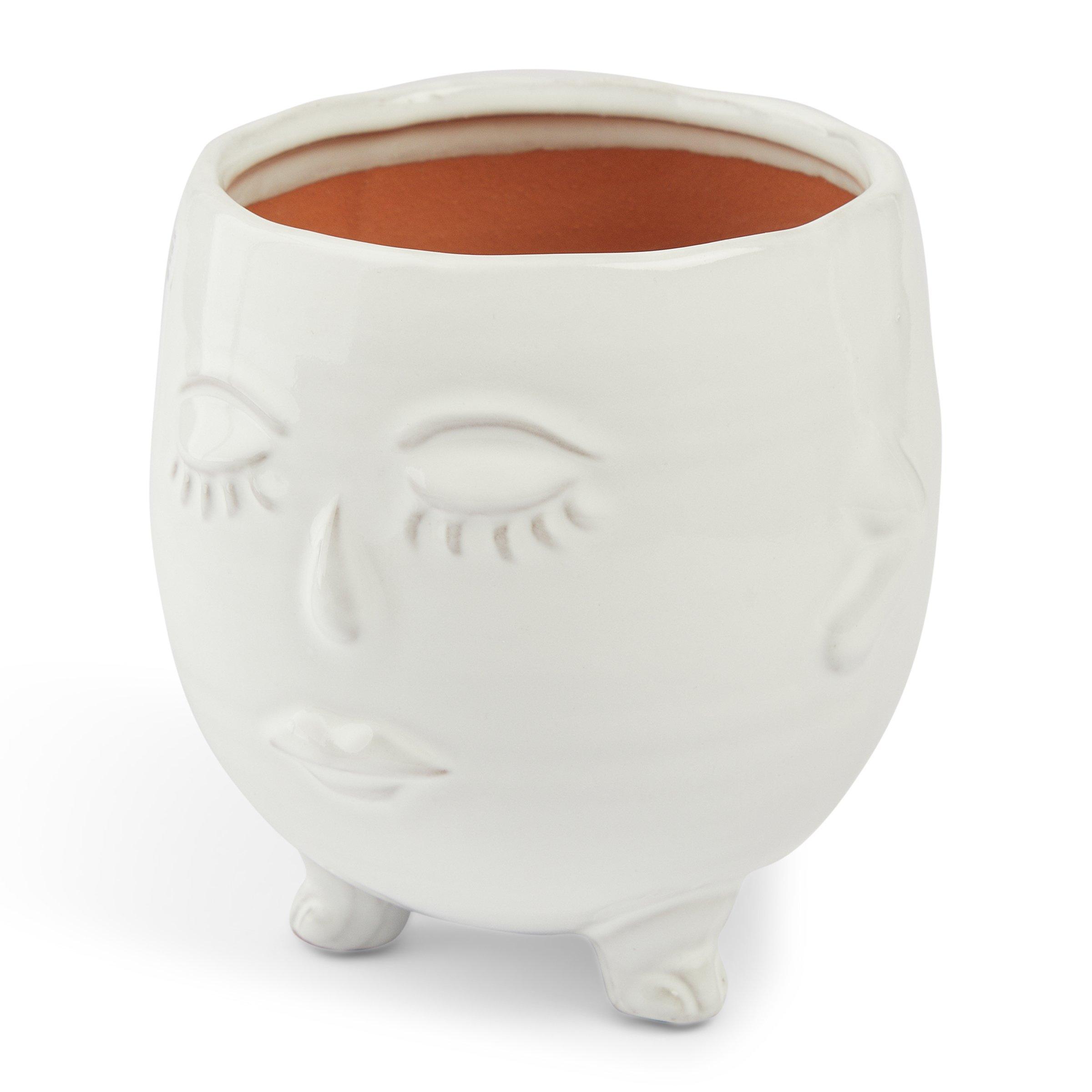 White Ceramic Face Pot (3241472) | Loads of Living