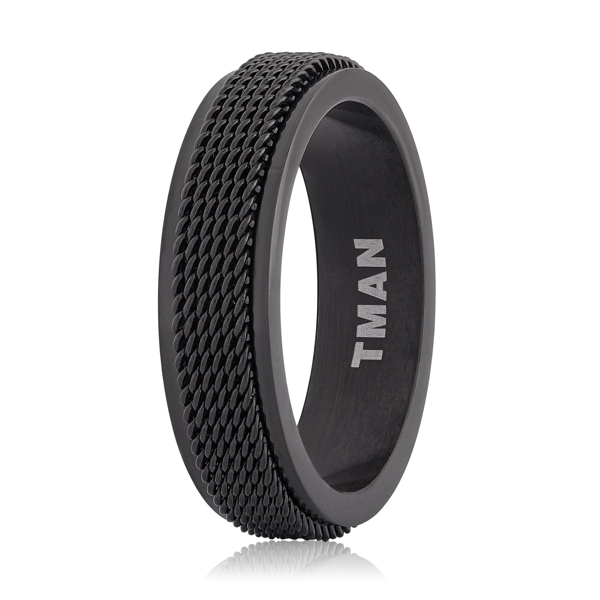 Stainless Steel Black Mesh Spinner Ring (3242456) | Stainless Steel