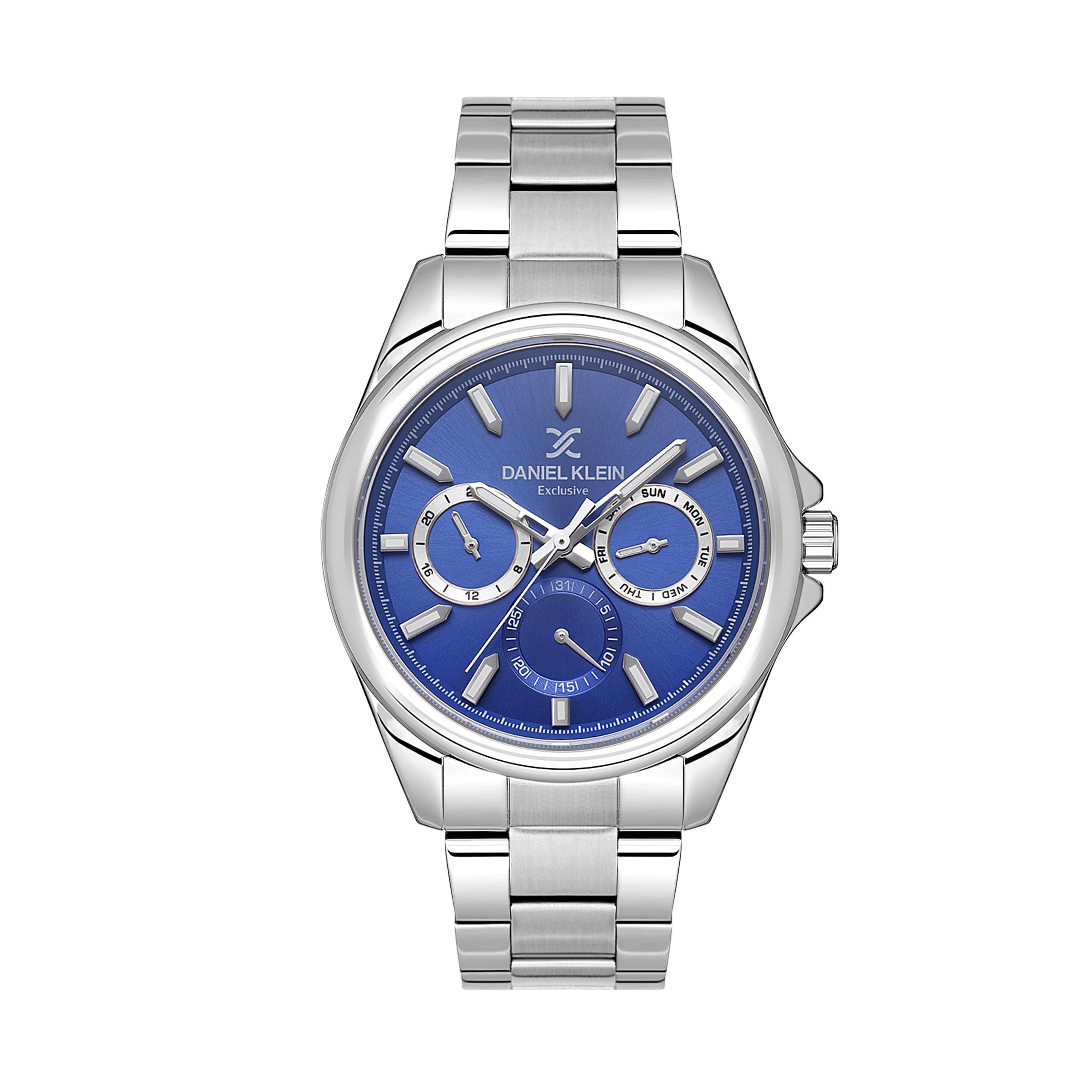 Silver Metal Blue Dial Chrono Watch (3249672) | Daniel Klein